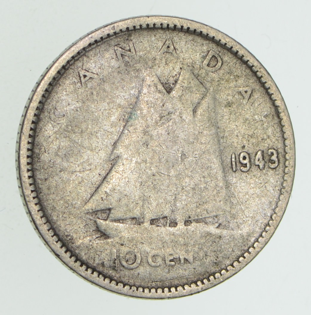 SILVER - 1943 Canada 10 Cents - World Silver Coin | Property Room
