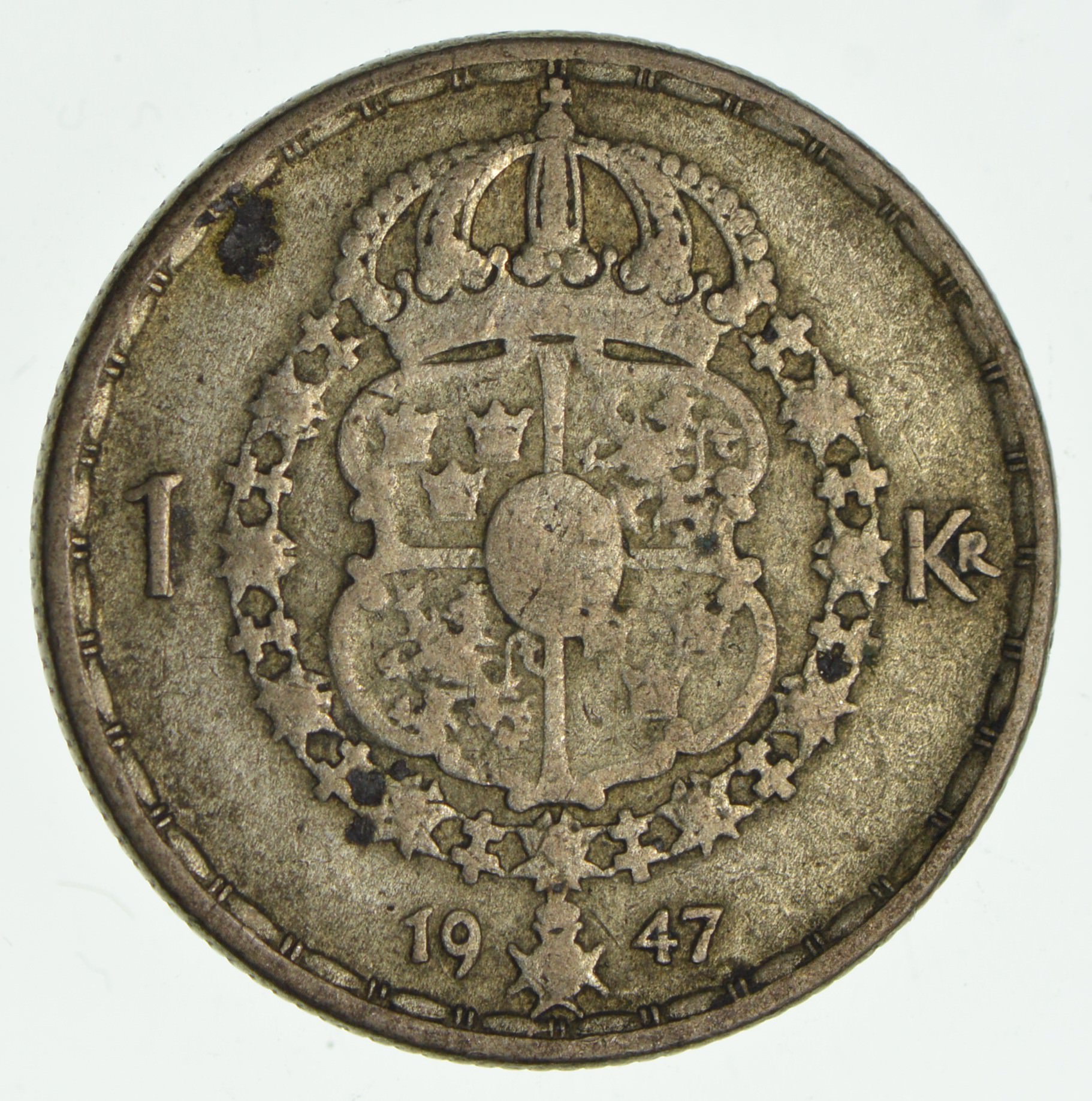 SILVER - 1947 Sweden 1 Kronor - World Silver Coin 7 Grams! | Property Room