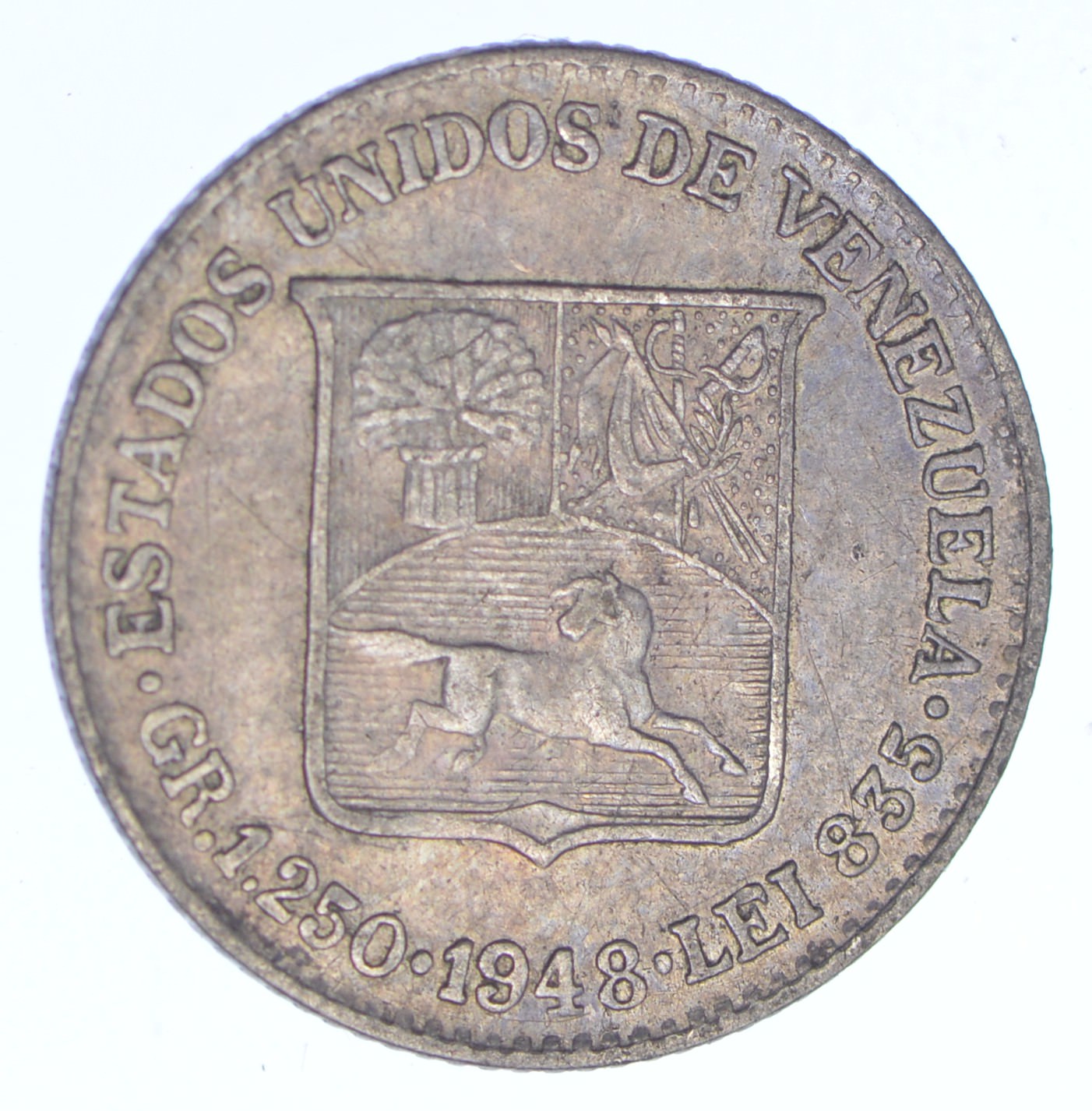 SILVER - 1948 Venezuela 25 Centimos - World Silver Coin | Property Room