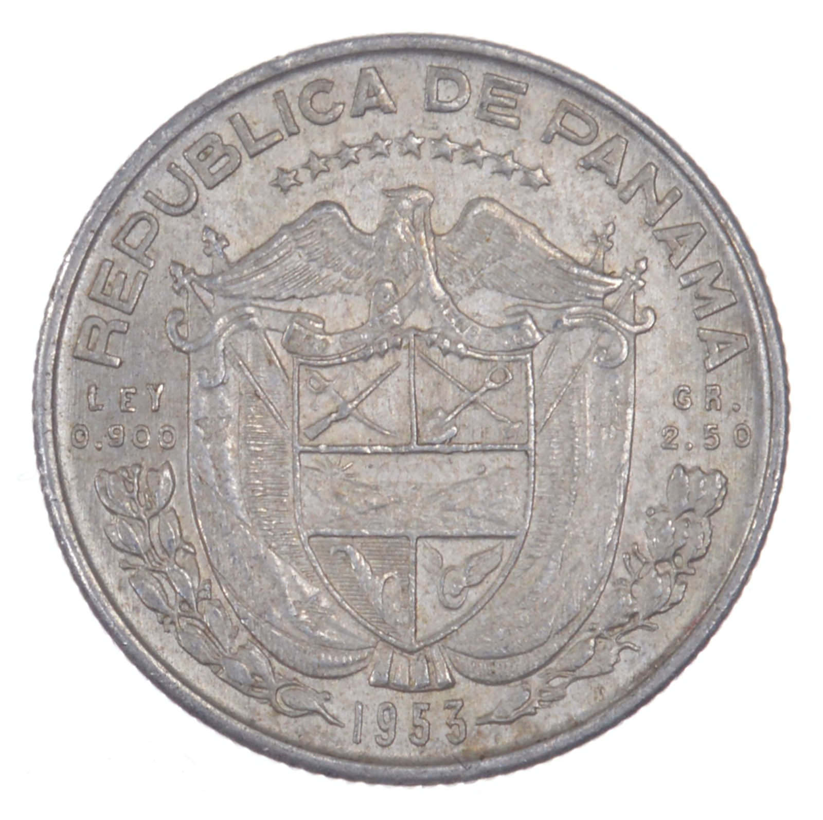 SILVER - 1953 Panama 1/10 Balboa - World Silver Coin | Property Room