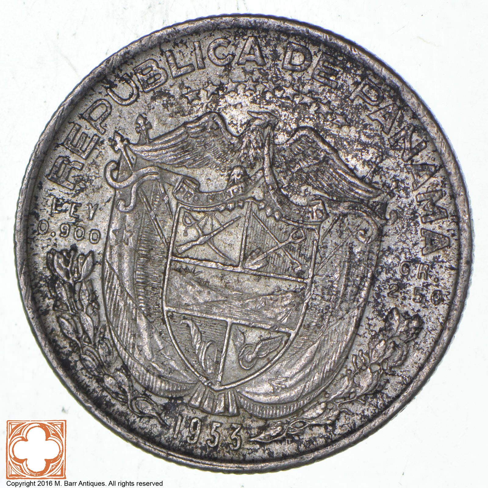 SILVER - 1953 Panama 1/10 Balboa - World Silver Coin | Property Room