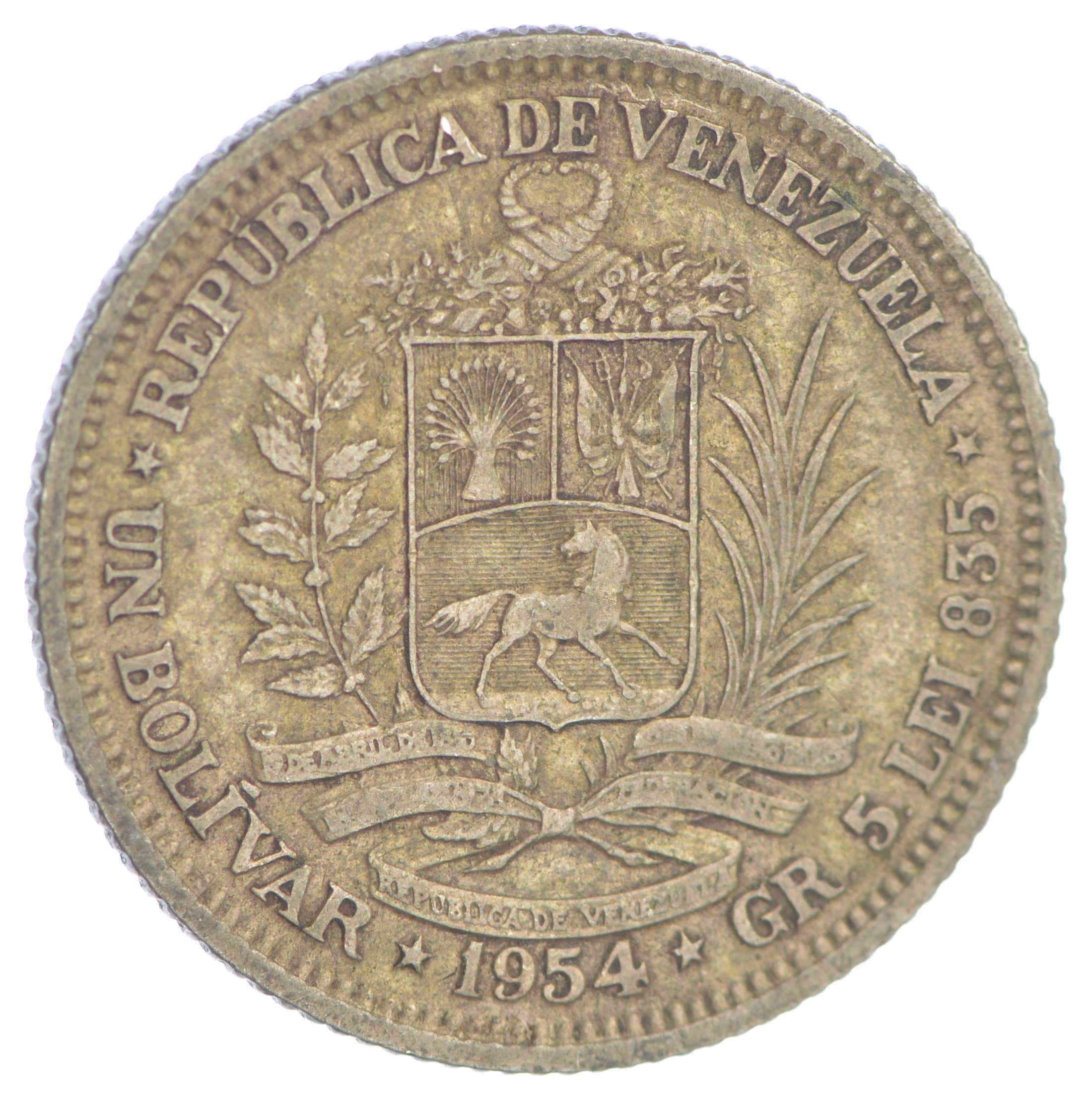 SILVER 1954 Venezuela World Silver Coin | Property Room