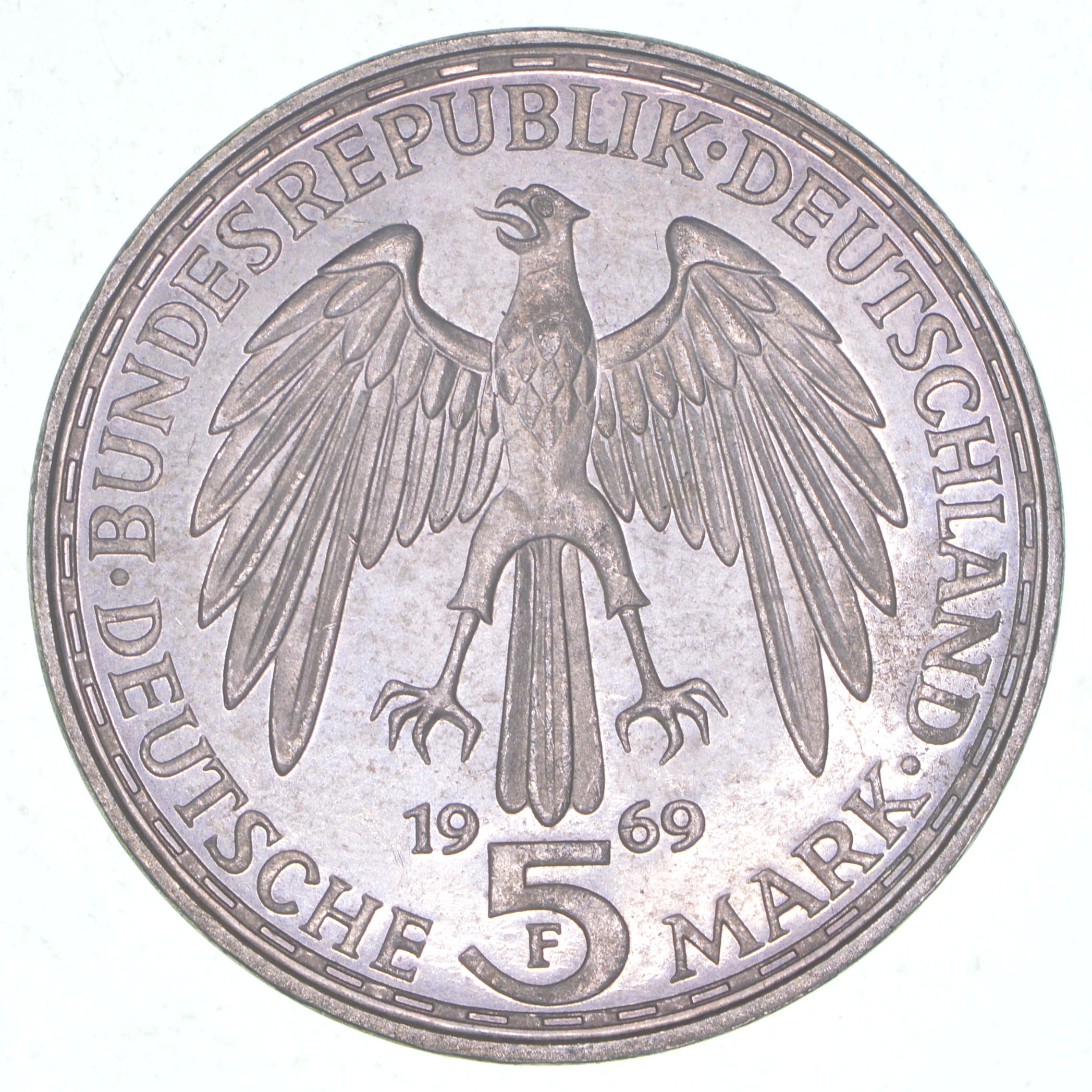 SILVER - 1969 Germany 5 Marks - World Silver Coin 11.2 Grams ...