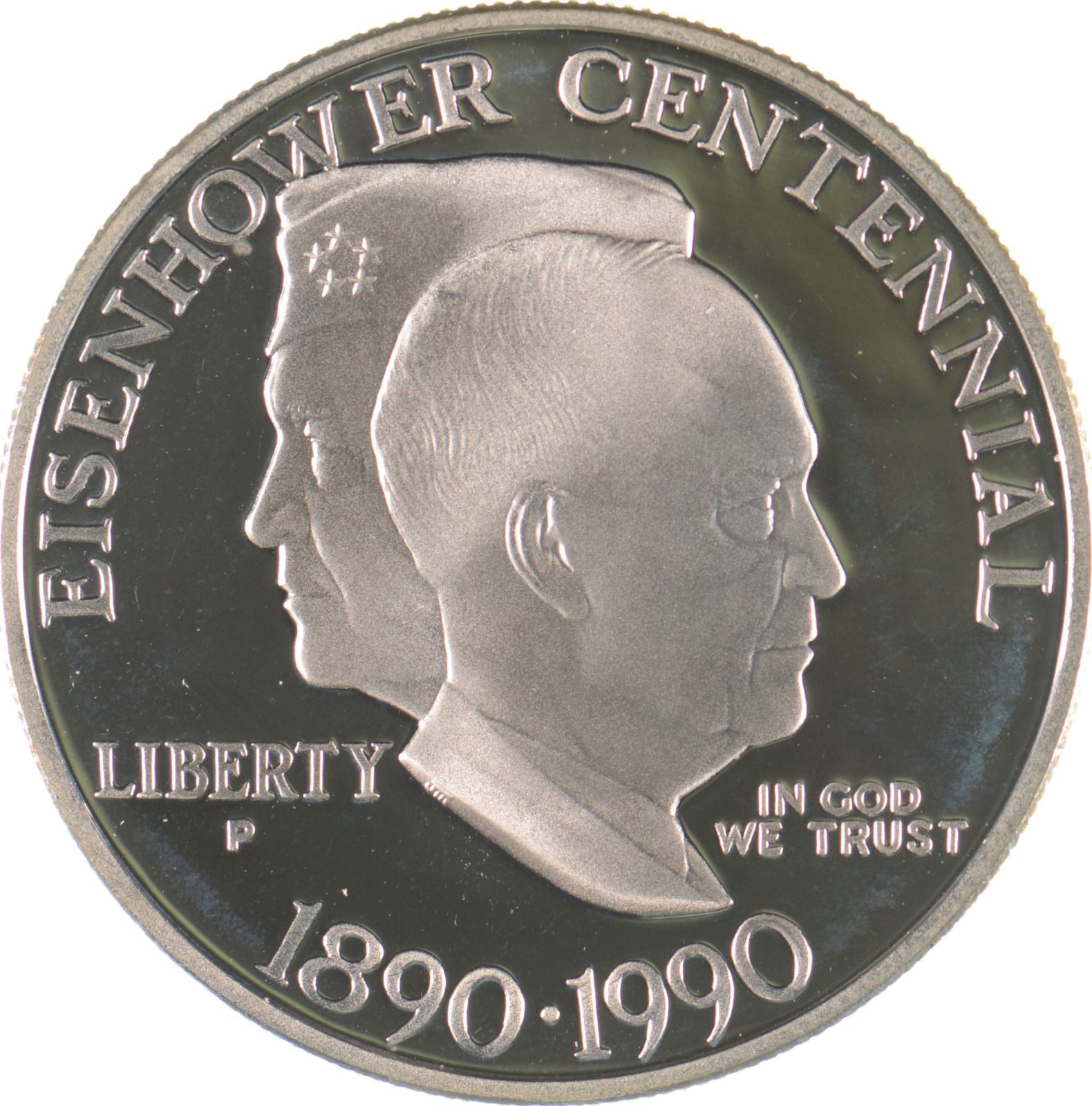SILVER 1990-P Eisenhower Centennial Commemorative US Silver Dollar - 90% Silver - Collectible ...