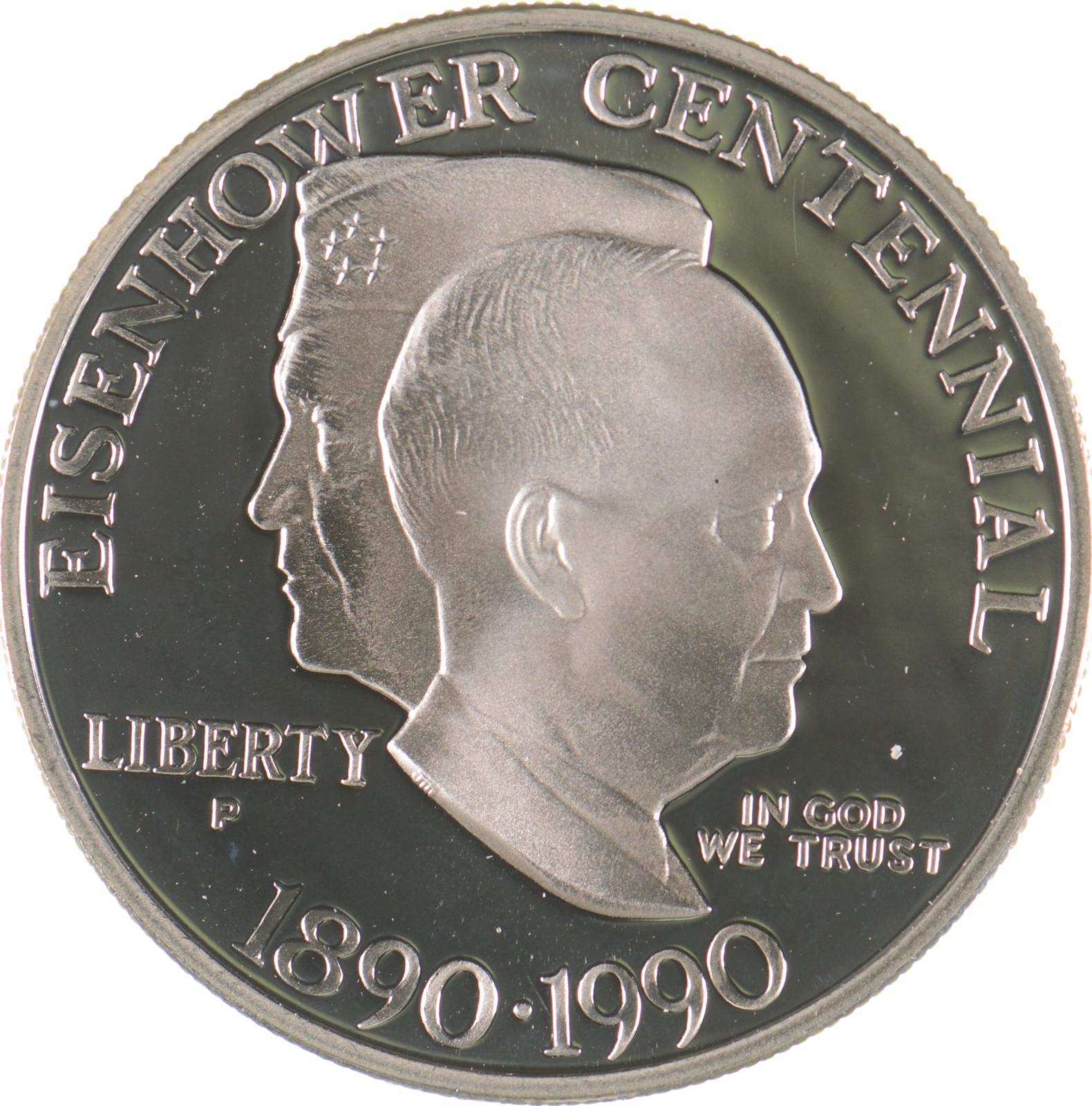 SILVER 1990-P Eisenhower Centennial Commemorative US Silver Dollar - 90% Silver - Collectible ...