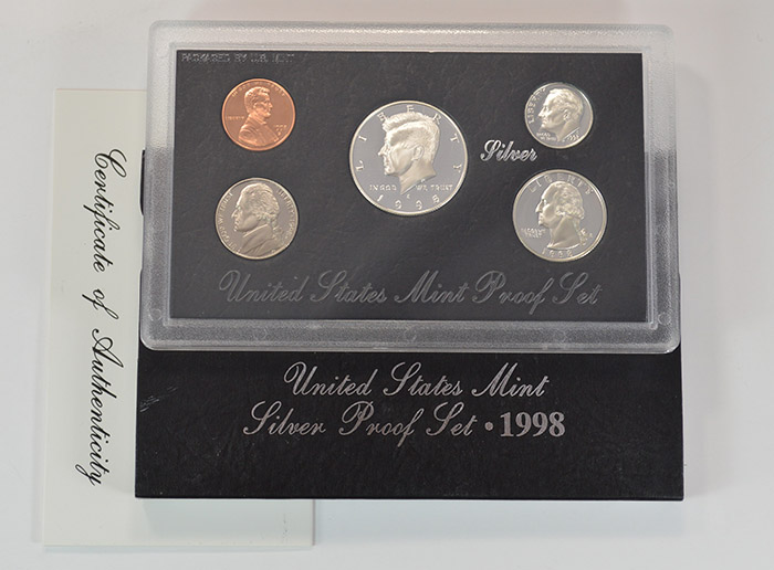 Silver 1998-S Deep Cameo U.S. Proof Set - 5 Coin Set - Includes 3 90% ...