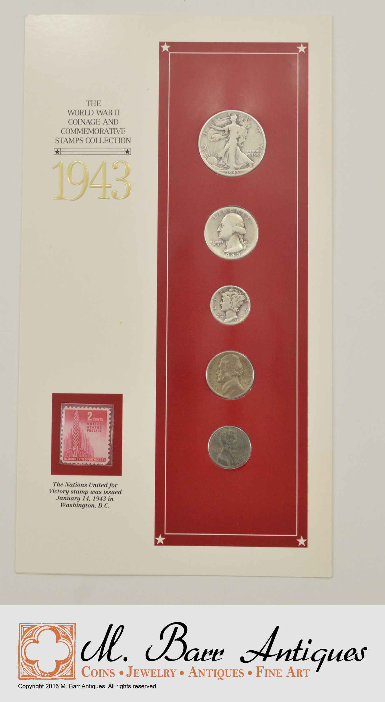 SILVER Coin Set 1943 World War II Coinage and Commemorative Stamps ...
