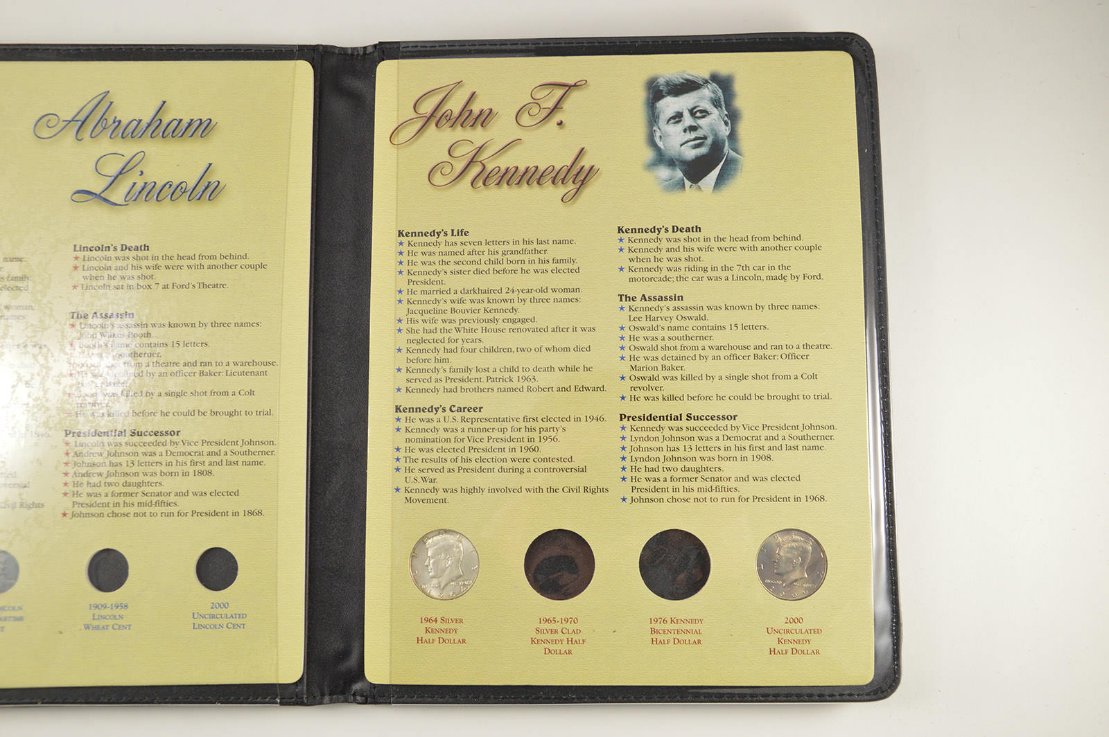 SILVER Coin Set Abraham Lincoln & John F. Kennedy Comparative ...