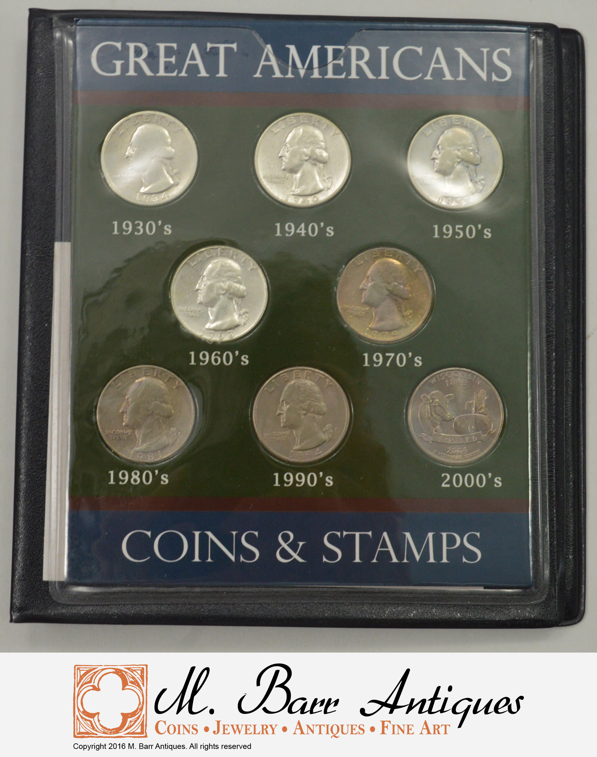 SILVER Coin Set Great Americans Coins & Stamps - George Washington ...