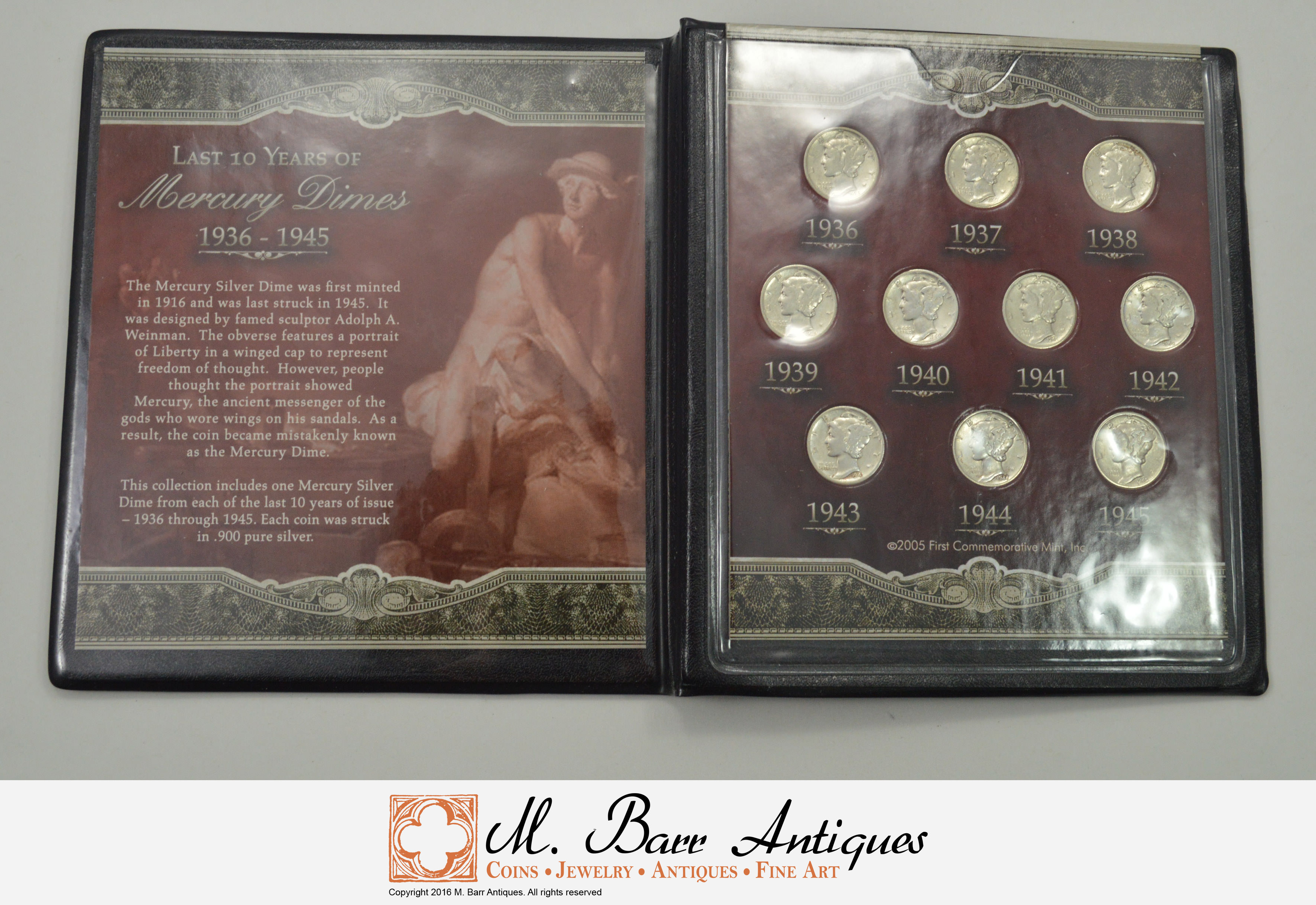SILVER Coin Set Last 10 Years Of Mercury Dimes 1936-1945**** Historic ...