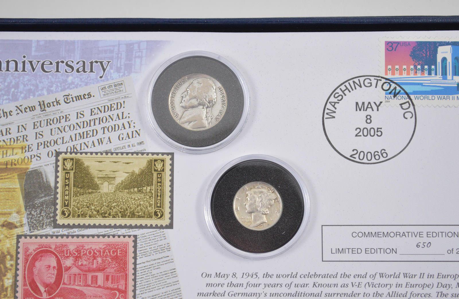 SILVER Coin Set WWII 60th Anniversary V-E Day Historic US Collection ...