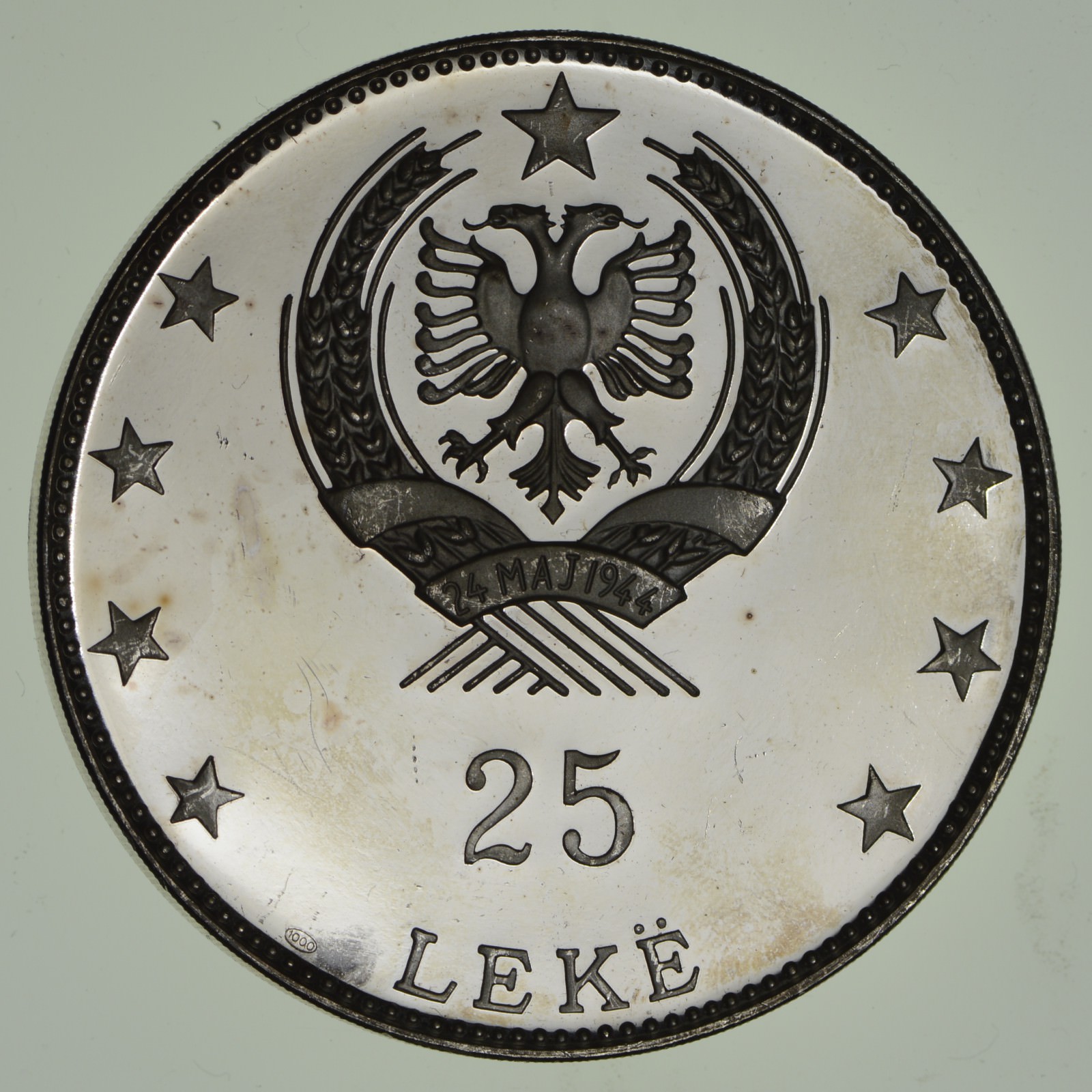 SILVER - HUGE - 1968 Albania 25 Leke - World Silver Coin - 83.4 Grams ...