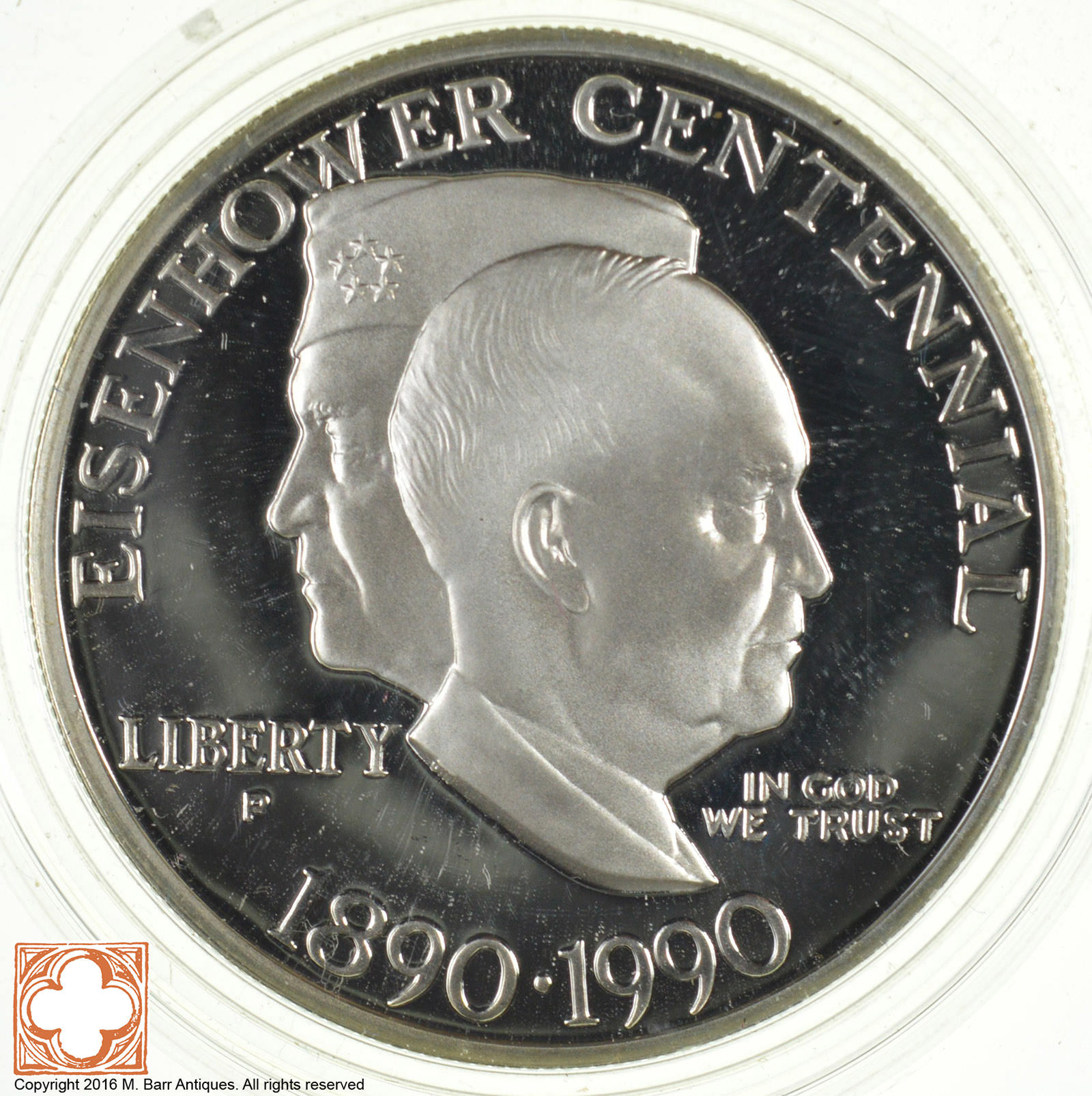 SILVER Proof 1990-P Eisenhower Centennial Commemorative US Silver Dollar - 90% Silver ...