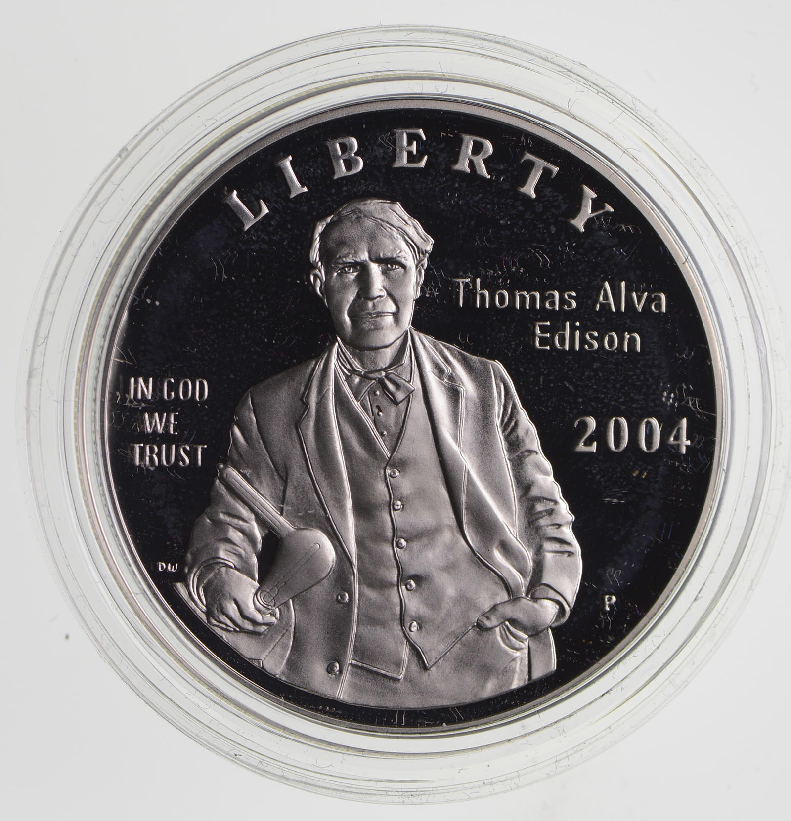 SILVER Proof 2004-P Thomas Alva Edison Commemorative US Silver Dollar ...