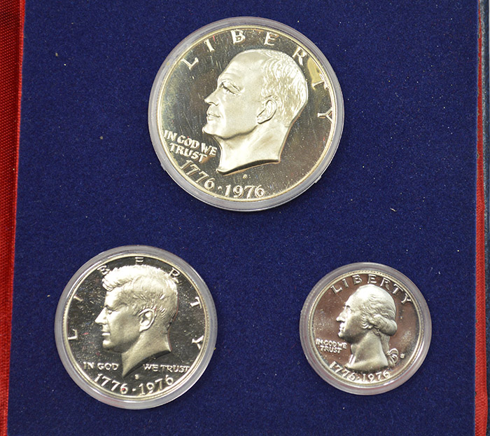 Silver PROOF 3 Piece 1976-S U.S. Bicentennial Coin Collection with ...