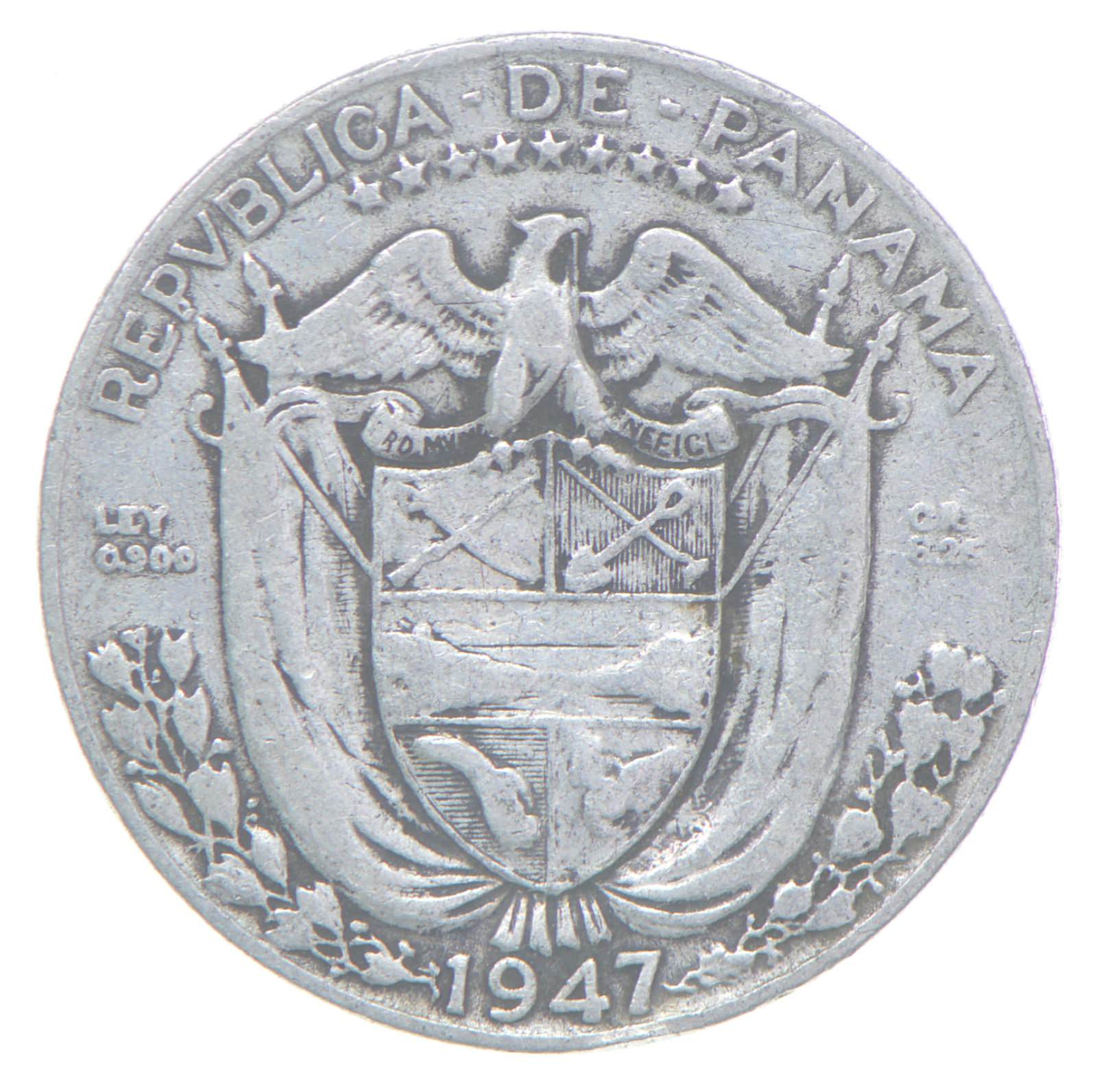 SILVER Roughly Size of a Quarter 1947 Panama 1/4 Balboa World Silver ...
