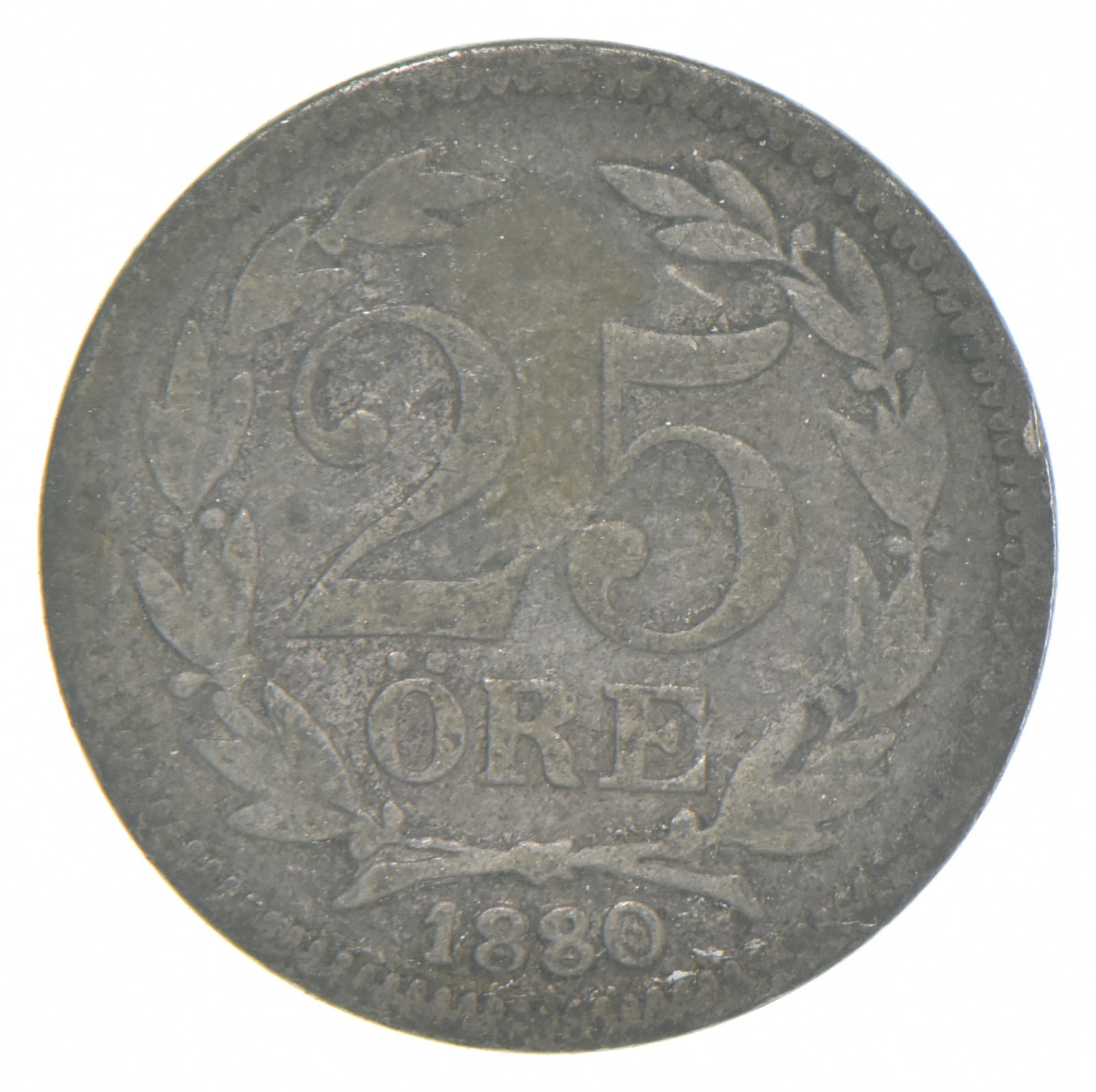 SILVER - Roughly the Size of a Dime - 1880 Sweden 25 Ore - World Silver ...