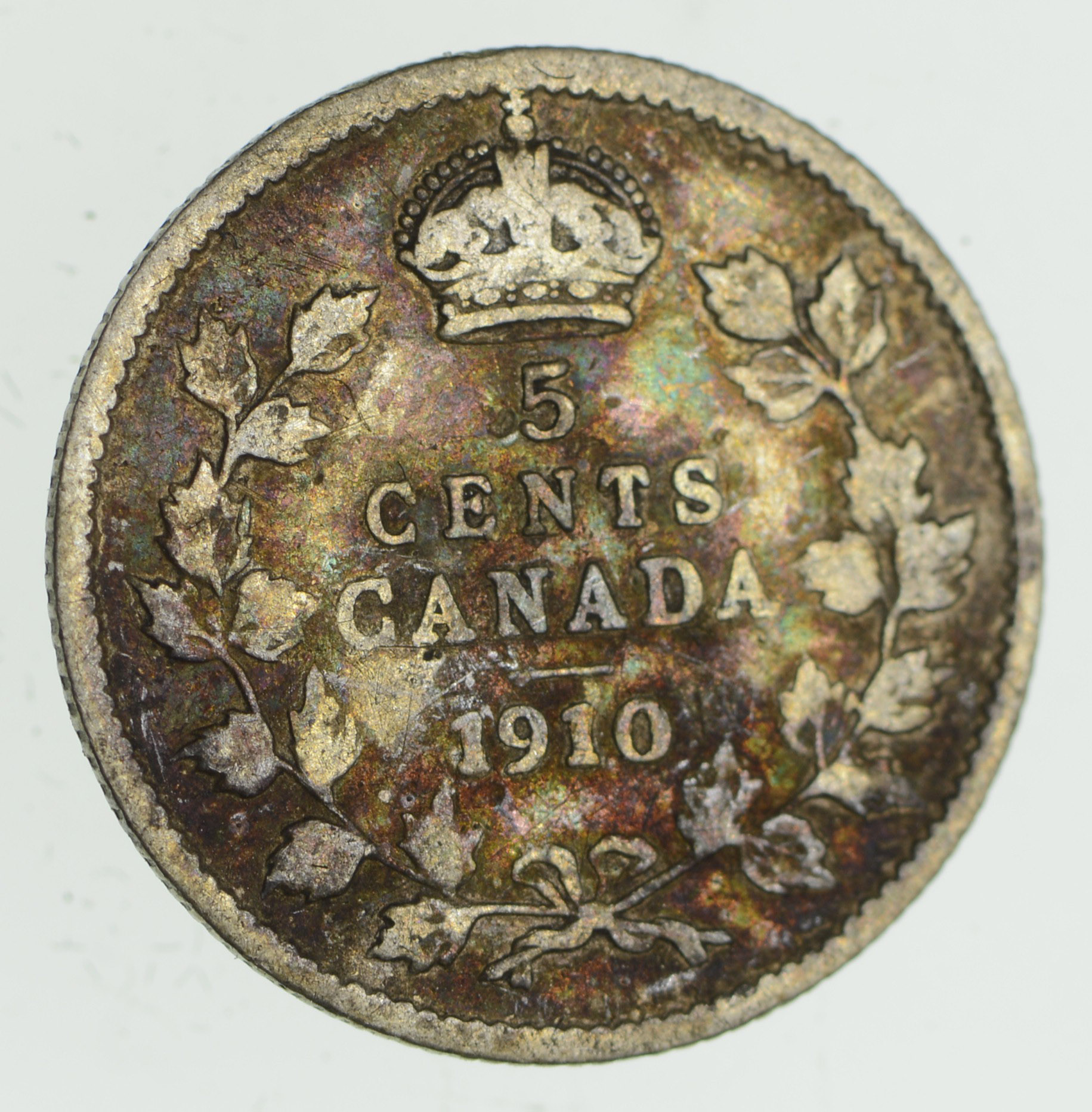 SILVER Roughly The Size Of A Dime 1910 Canada 5 Cents World SILVER Roughly The Size Of A Dime 1910 Canada 5 Cents World