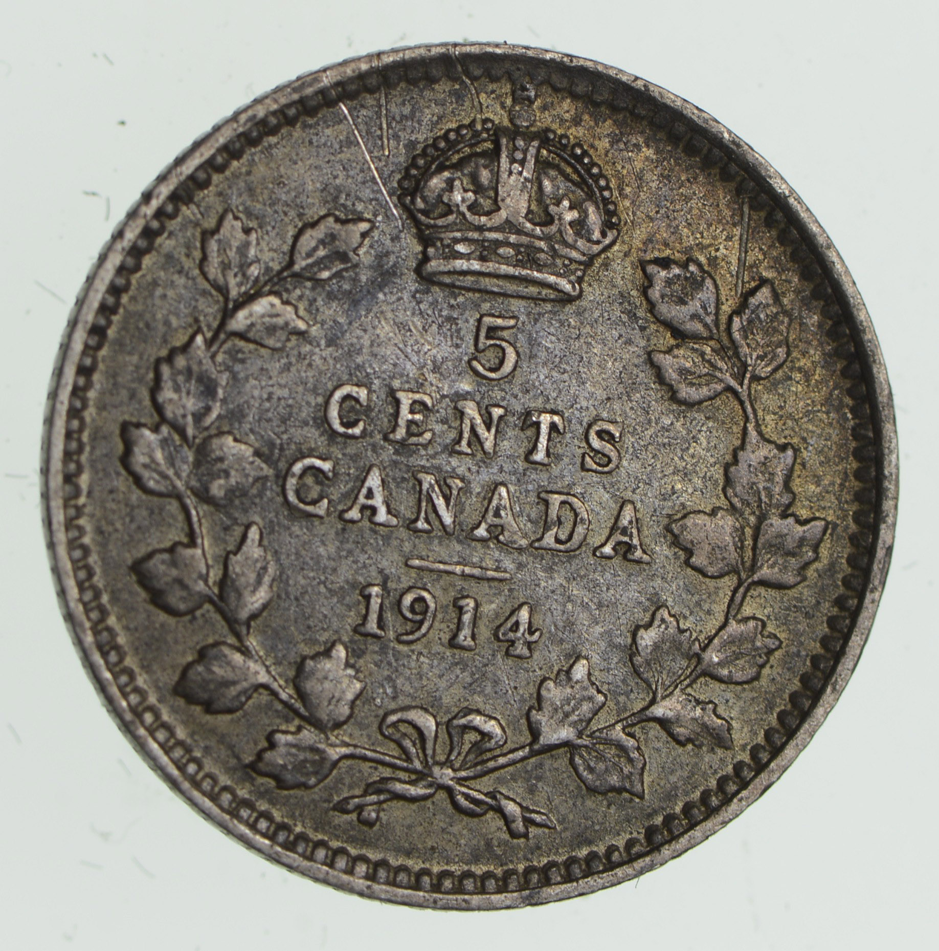 SILVER Roughly The Size Of A Dime 1914 Canada 5 Cents World silver-roughly-the-size-of-a-dime-1914-canada-5-cents-world