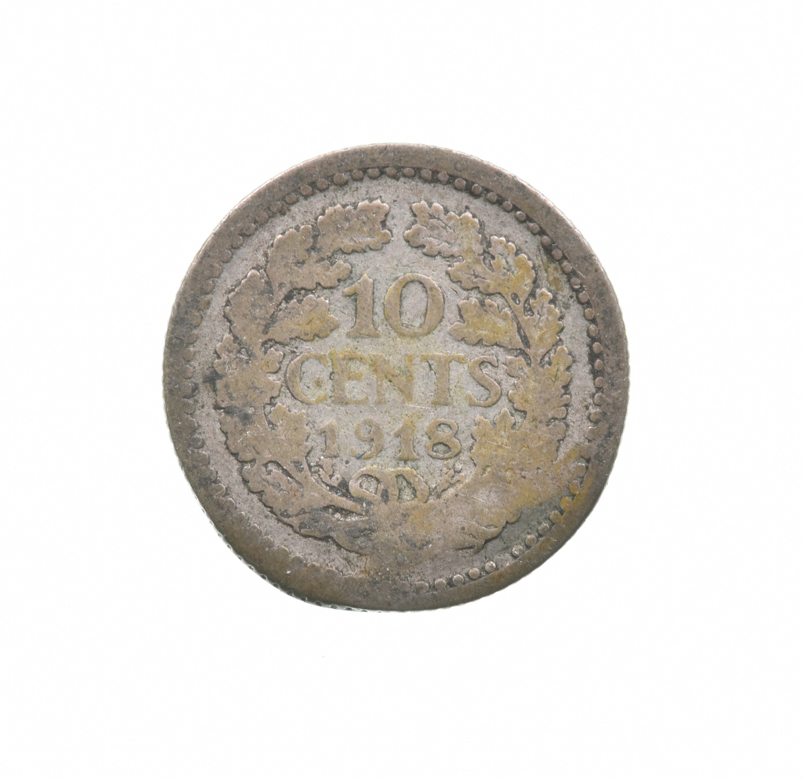 SILVER - Roughly the Size of a Dime - 1918 Netherlands 10 Cents - World ...