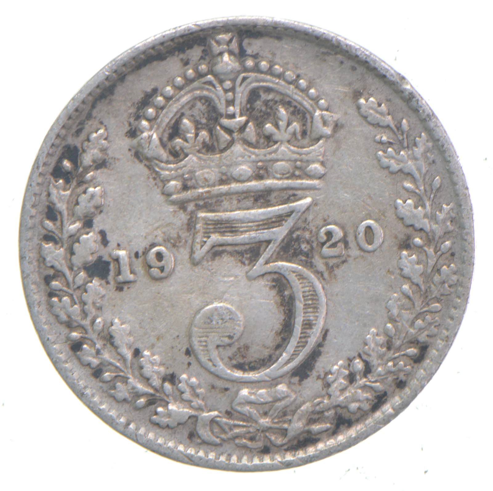SILVER - Roughly the Size of a Dime - 1920 Great Britain 3 Pence ...
