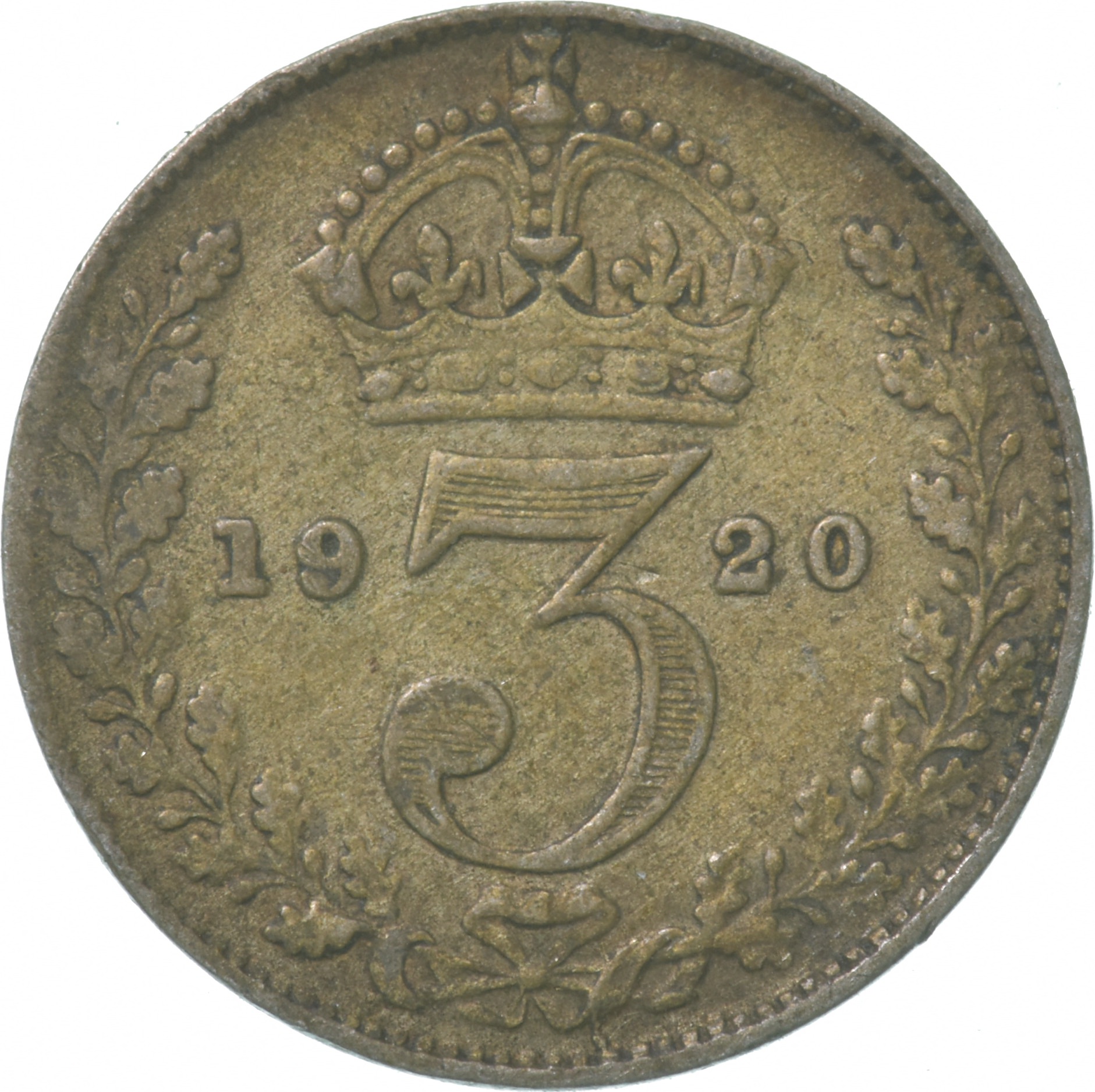 SILVER - Roughly the Size of a Dime - 1920 Great Britain 3 Pence ...