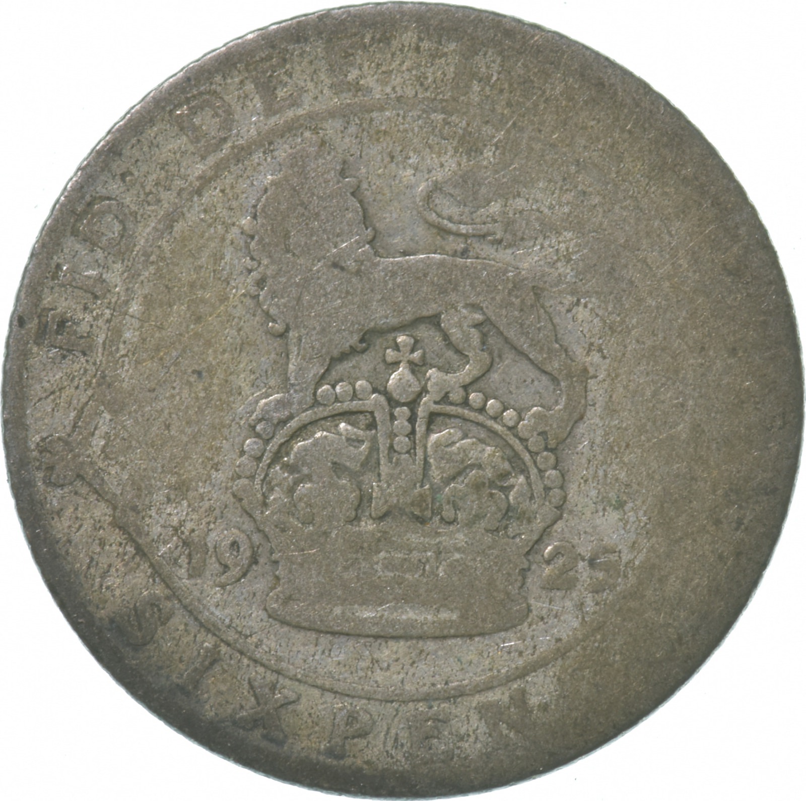 SILVER - Roughly the Size of a Dime - 1925 Great Britain 6 Pence ...