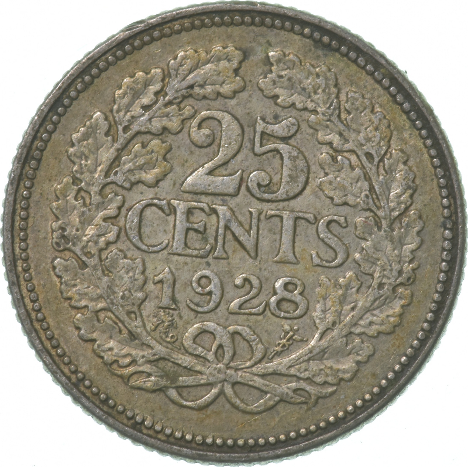 SILVER - Roughly the Size of a Dime - 1928 Netherlands 25 Cents - World ...