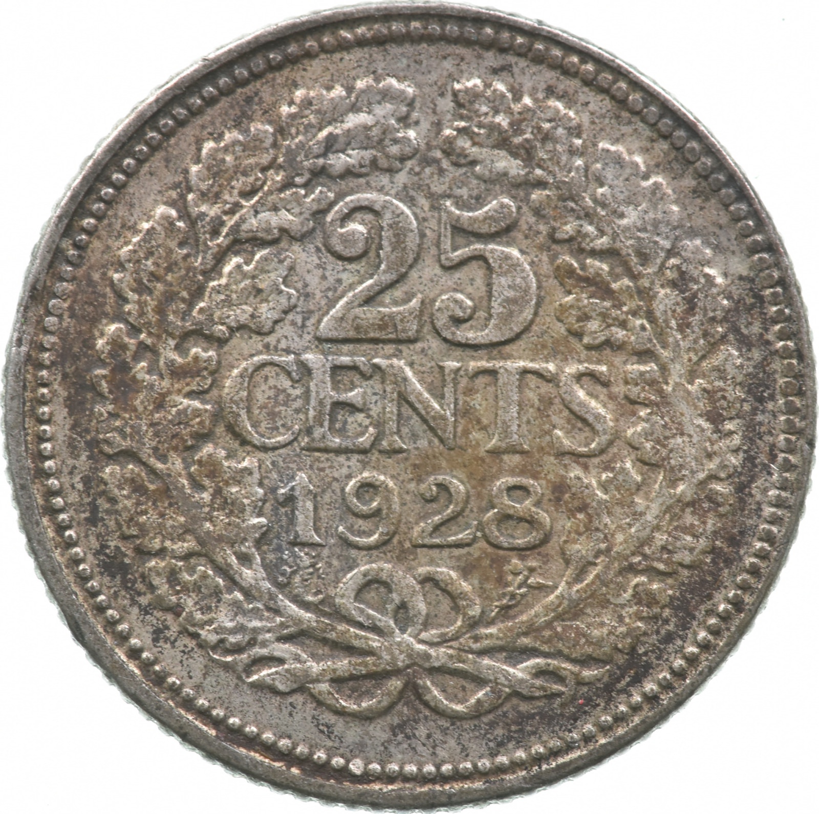 SILVER - Roughly the Size of a Dime - 1928 Netherlands 25 Cents - World ...