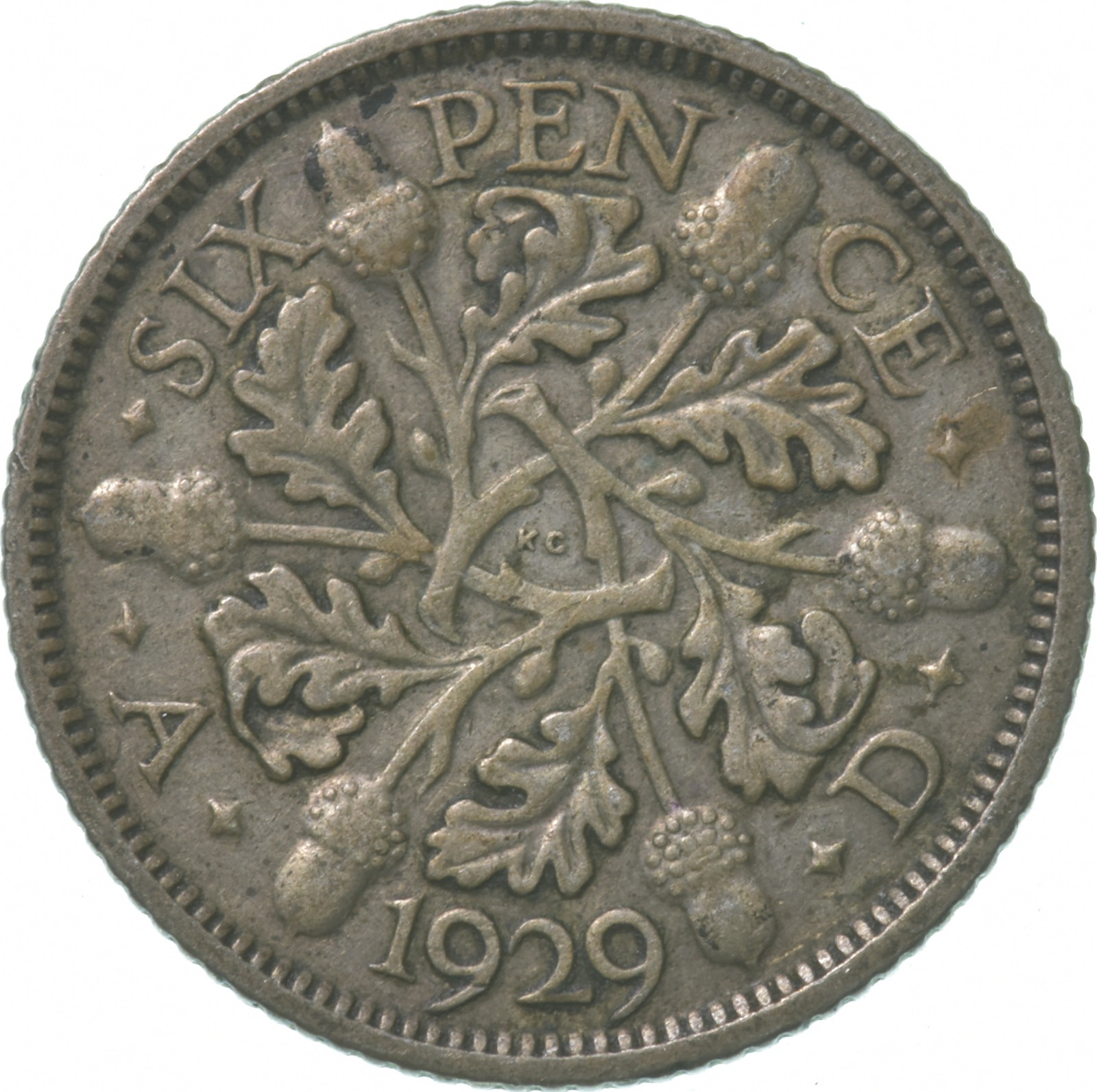 SILVER - Roughly the Size of a Dime - 1929 Great Britain 6 Pence ...