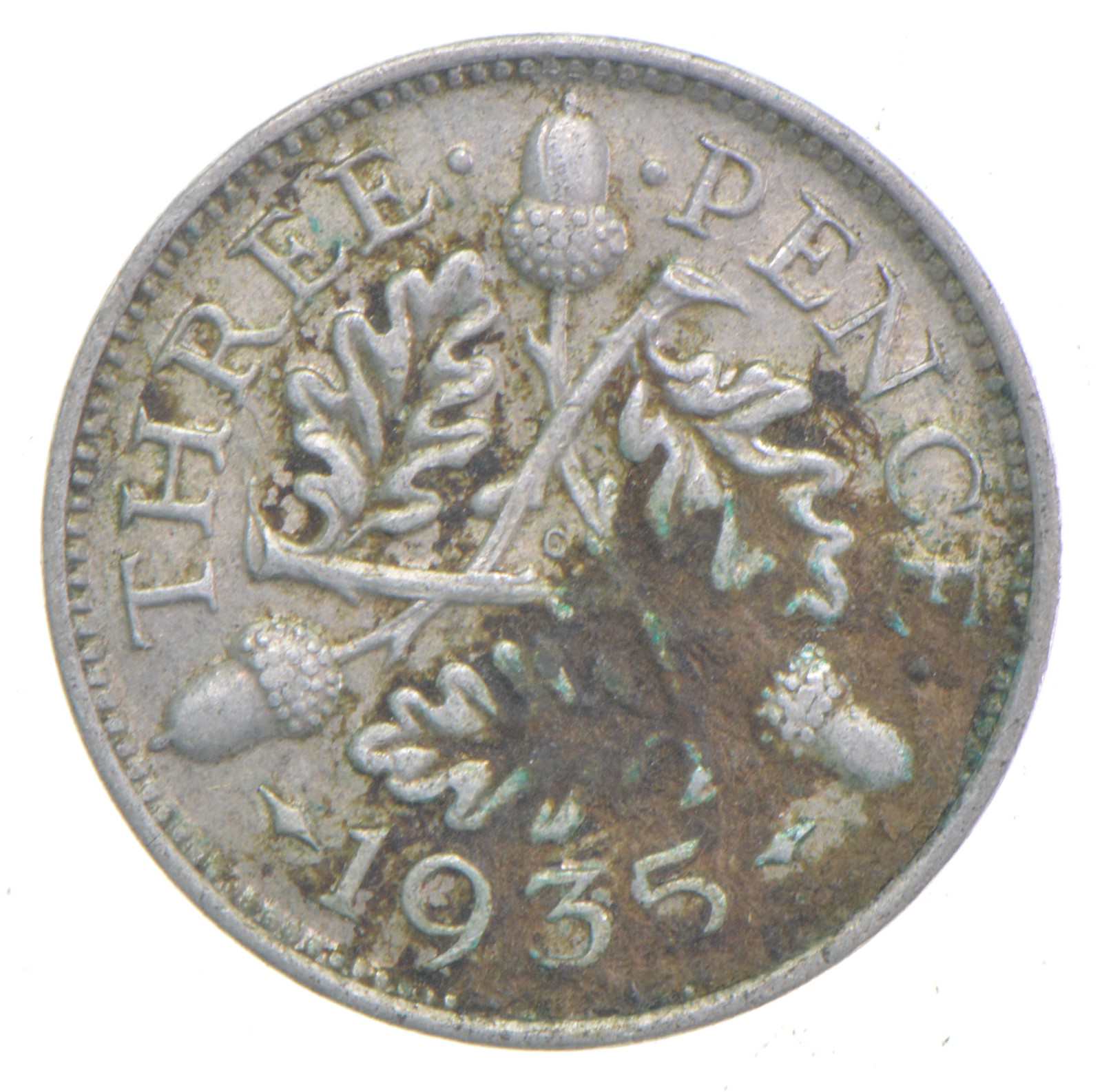 SILVER - Roughly the Size of a Dime - 1935 Great Britain 3 Pence ...