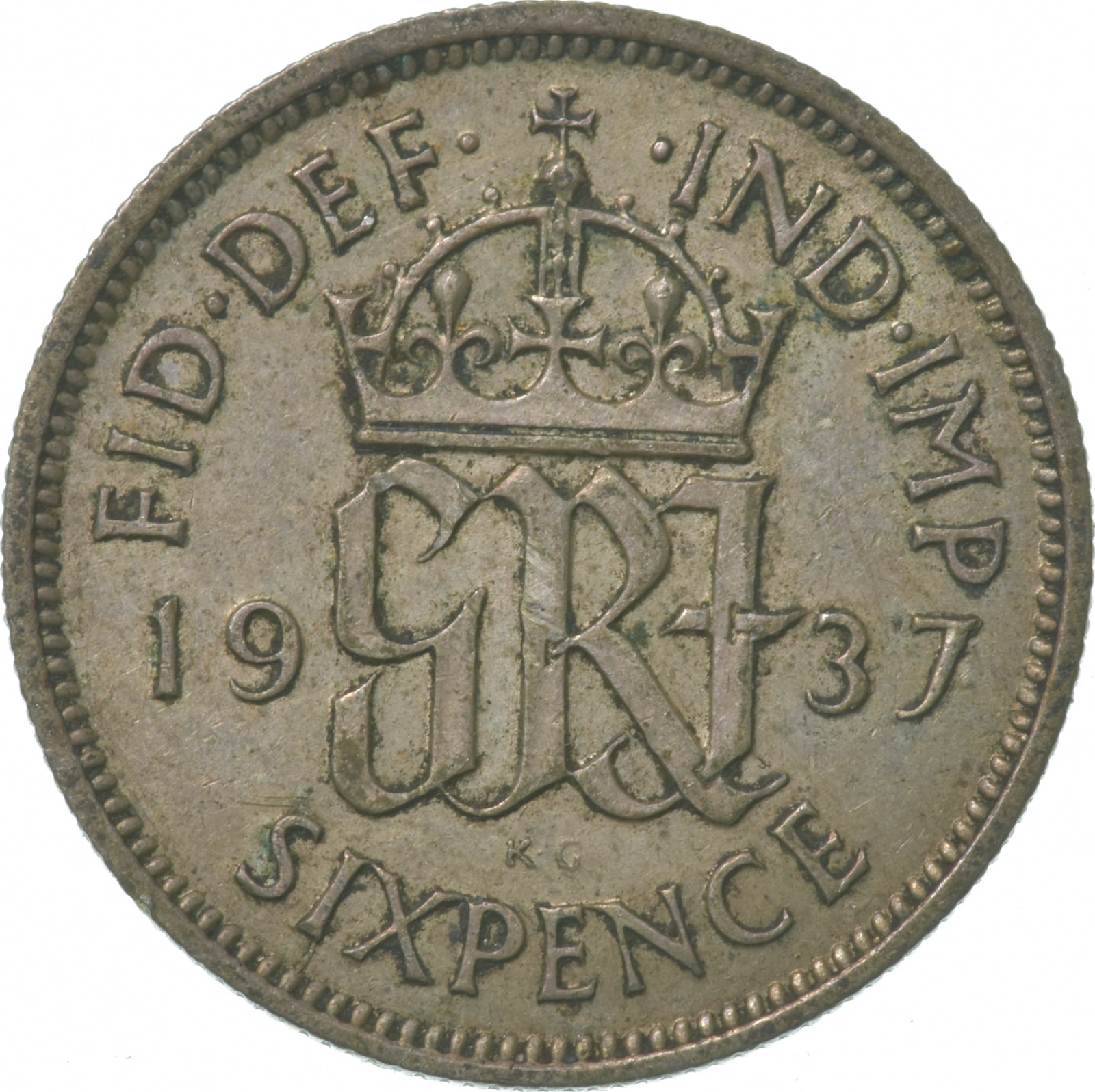 SILVER - Roughly the Size of a Dime - 1937 Great Britain 6 Pence ...