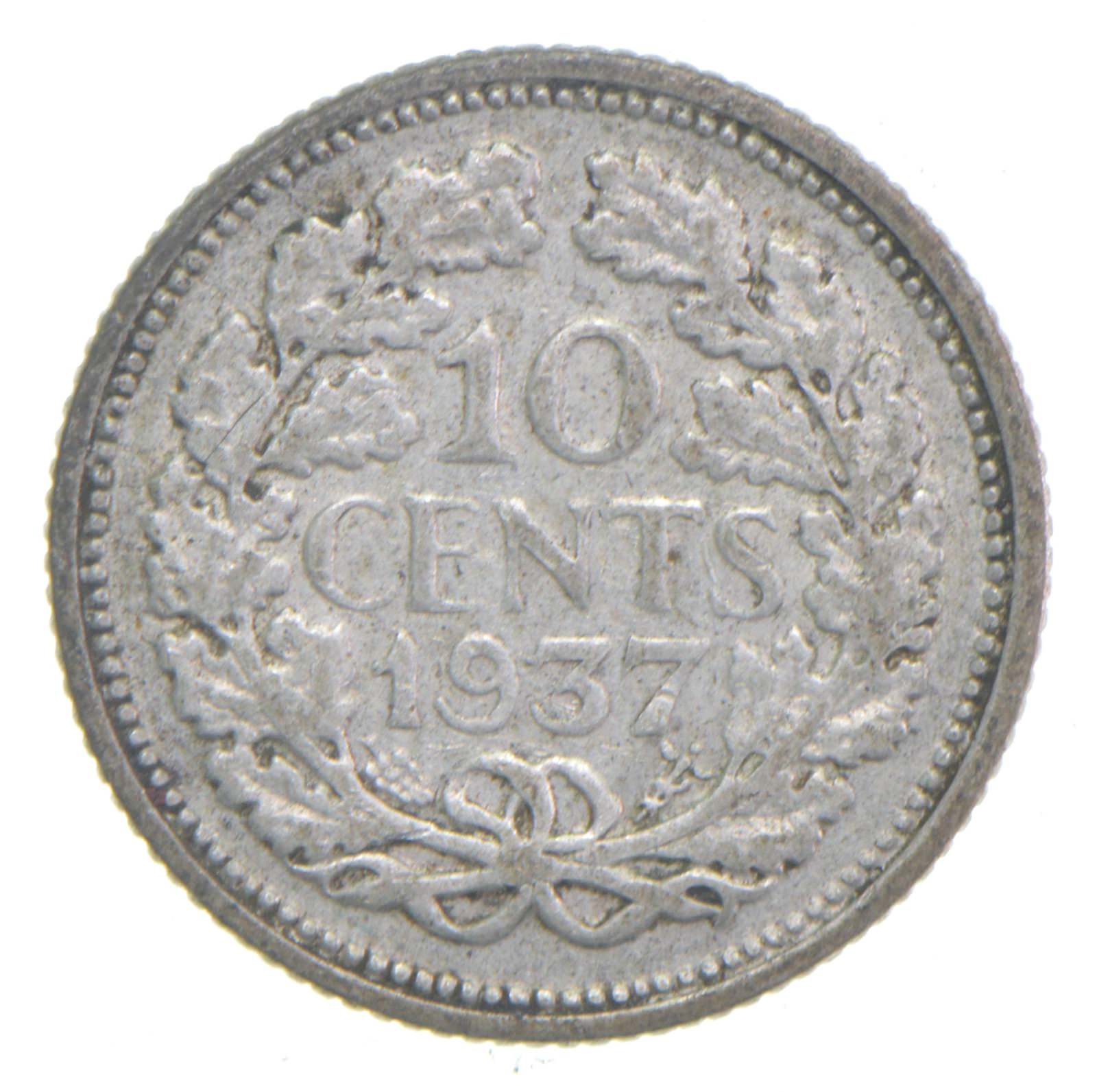 SILVER - Roughly the Size of a Dime - 1937 Netherlands 10 Cents - World ...