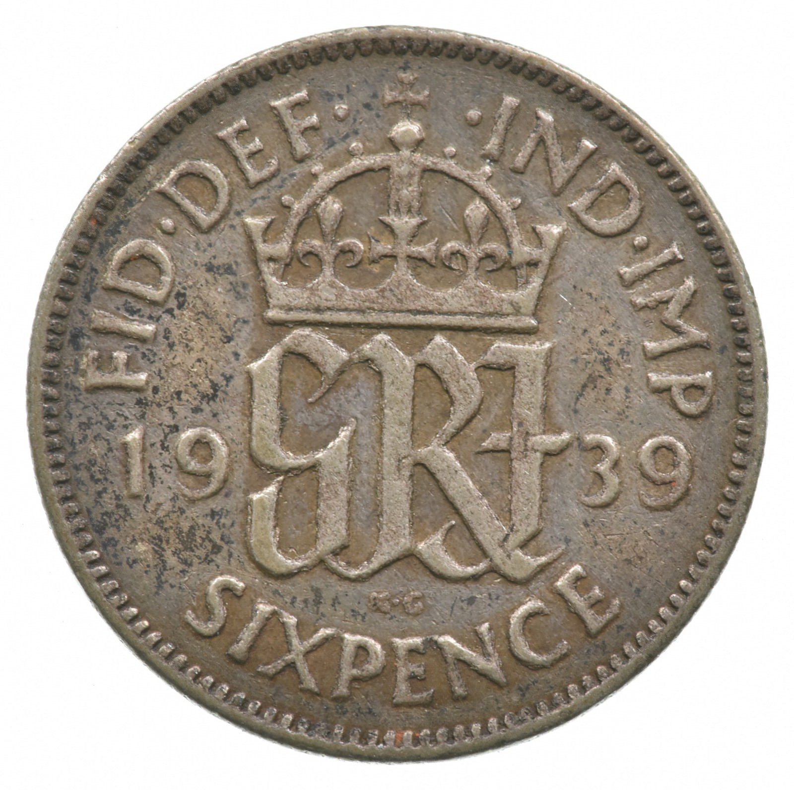 SILVER - Roughly the Size of a Dime - 1939 Great Britain 6 Pence ...