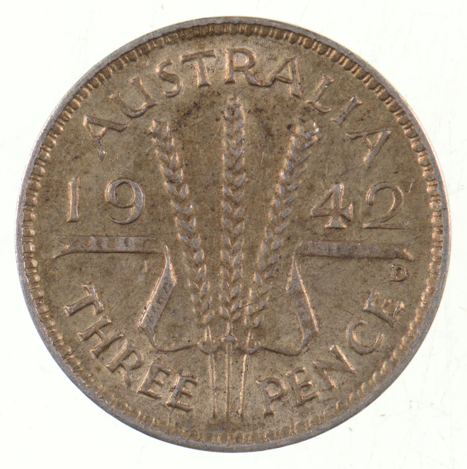 SILVER - Roughly the Size of a Dime - 1942 Australia 3 Pence - World ...