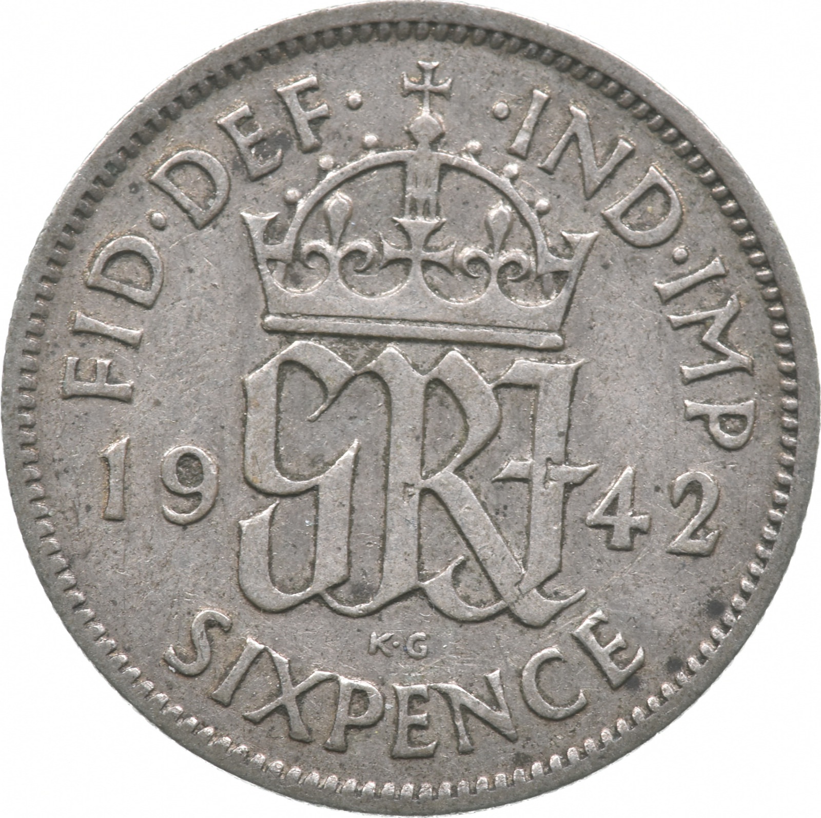 SILVER - Roughly the Size of a Dime - 1942 Great Britain 6 Pence ...
