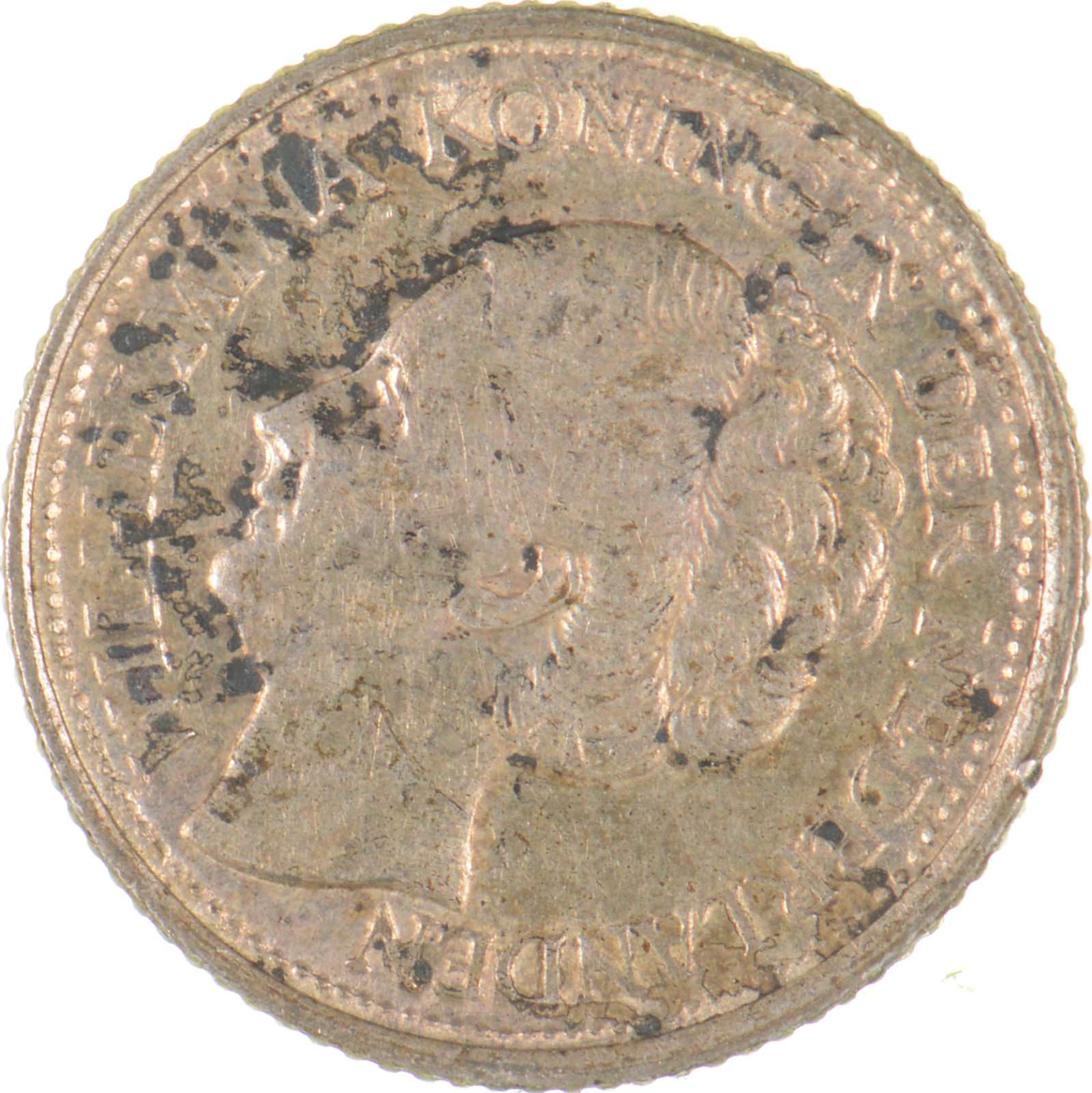 SILVER - Roughly the Size of a Dime - 1944 Netherlands 10 Cents - World ...