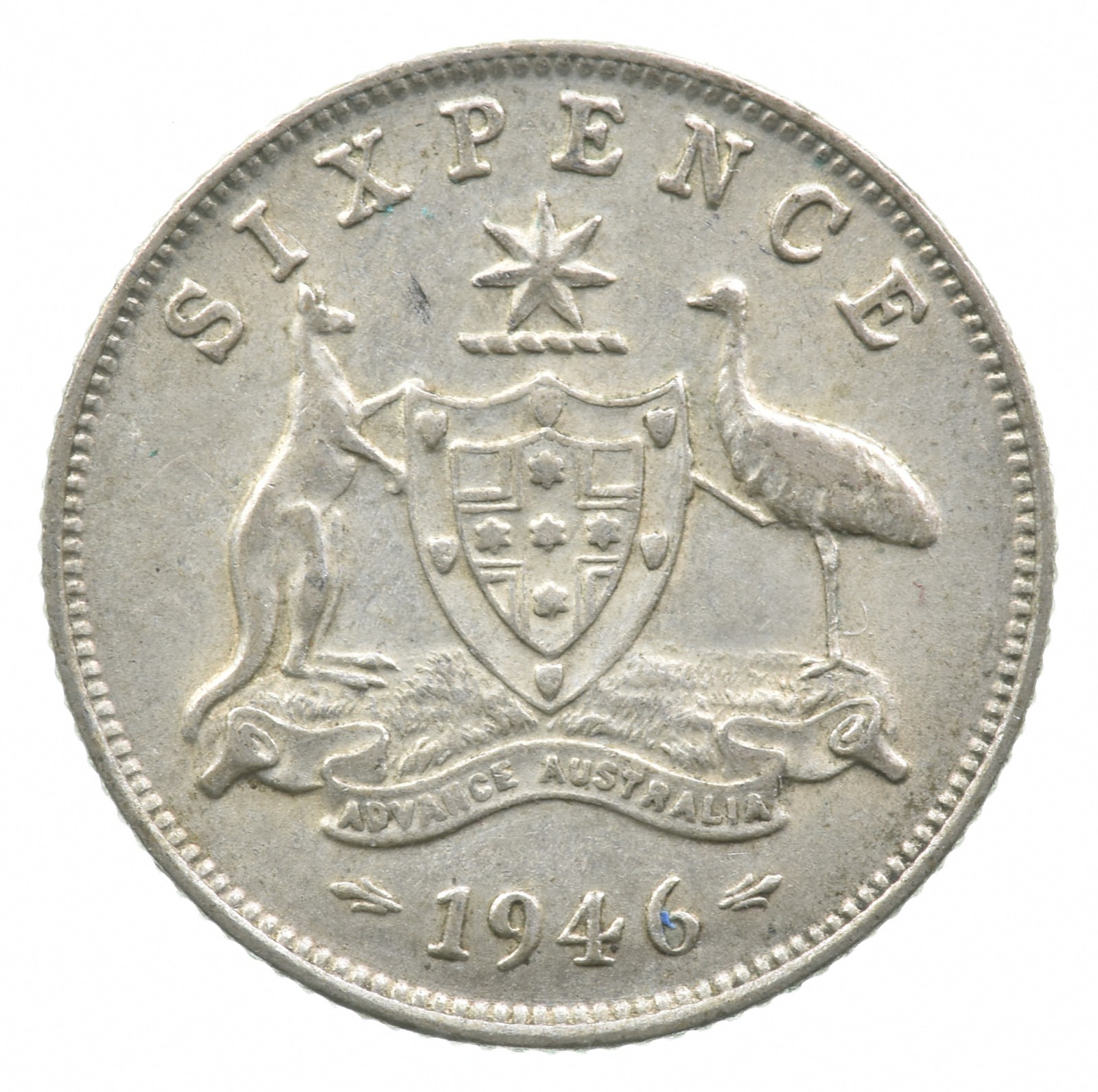 SILVER - Roughly the Size of a Dime - 1946 Australia 6 Pence - World ...