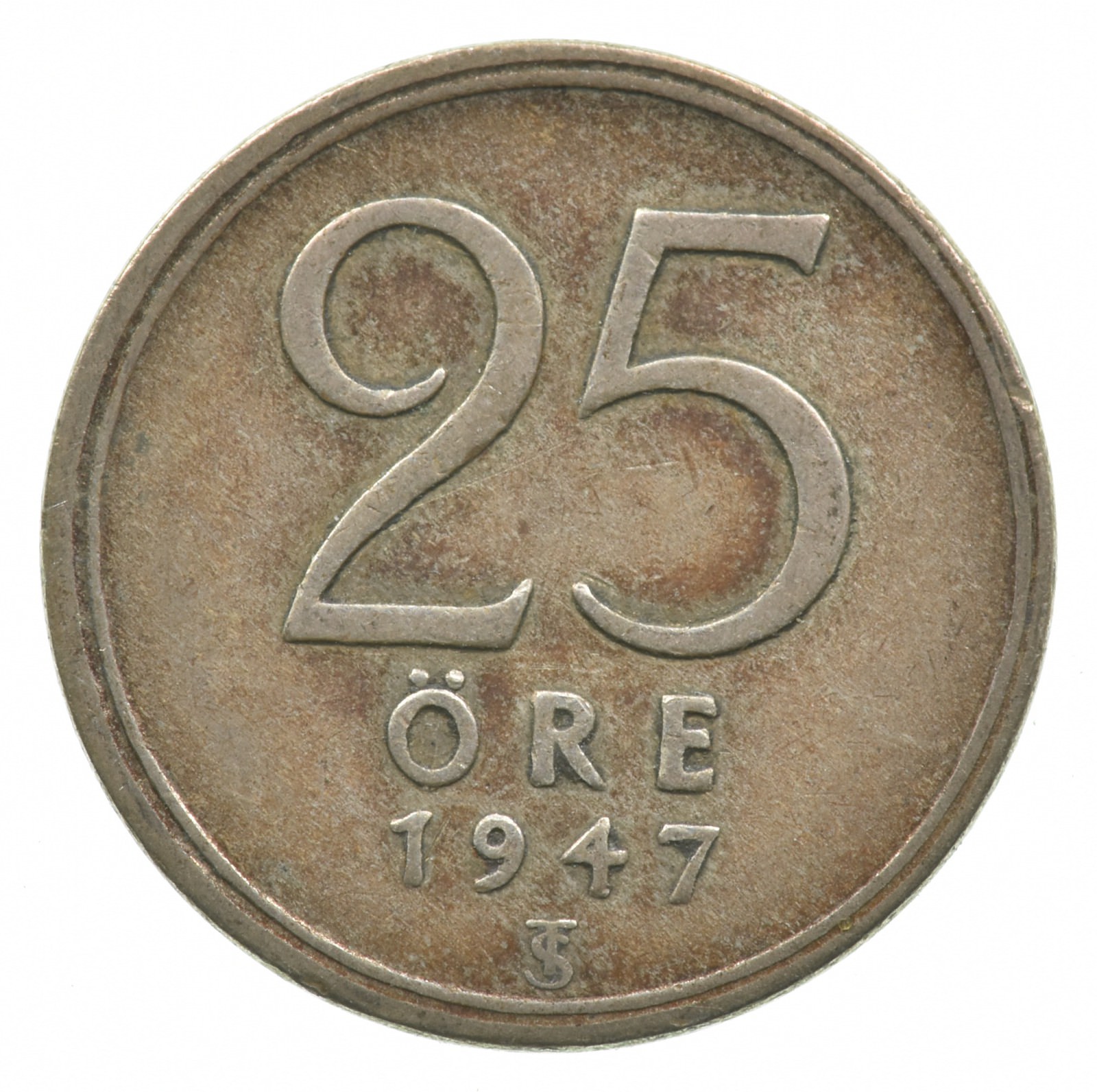 SILVER - Roughly the Size of a Dime - 1947 Sweden 25 Ore - World Silver ...
