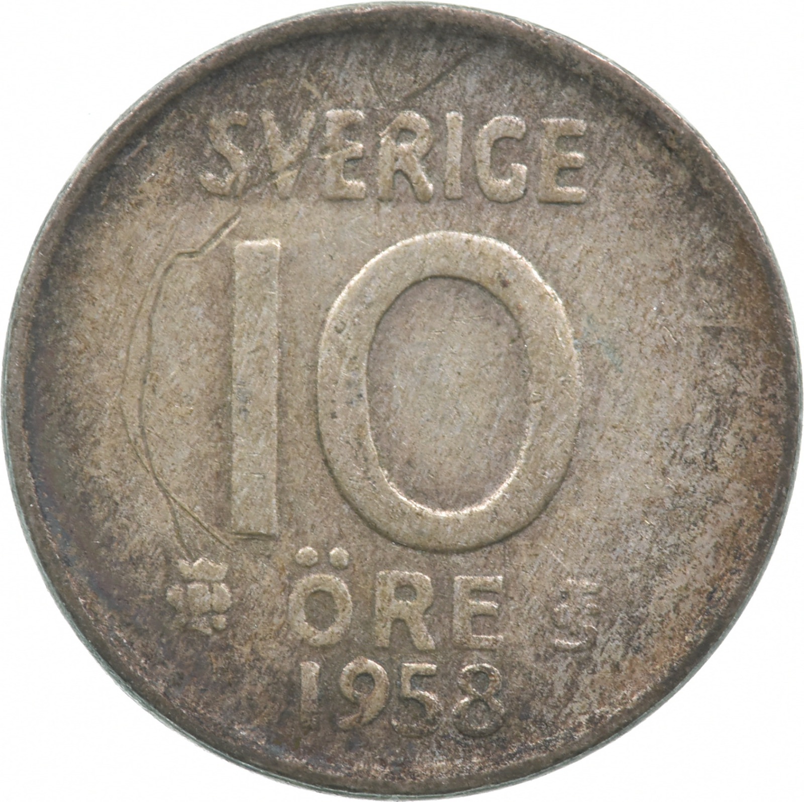 SILVER - Roughly the Size of a Dime - 1958 Sweden 10 Ore - World Silver ...