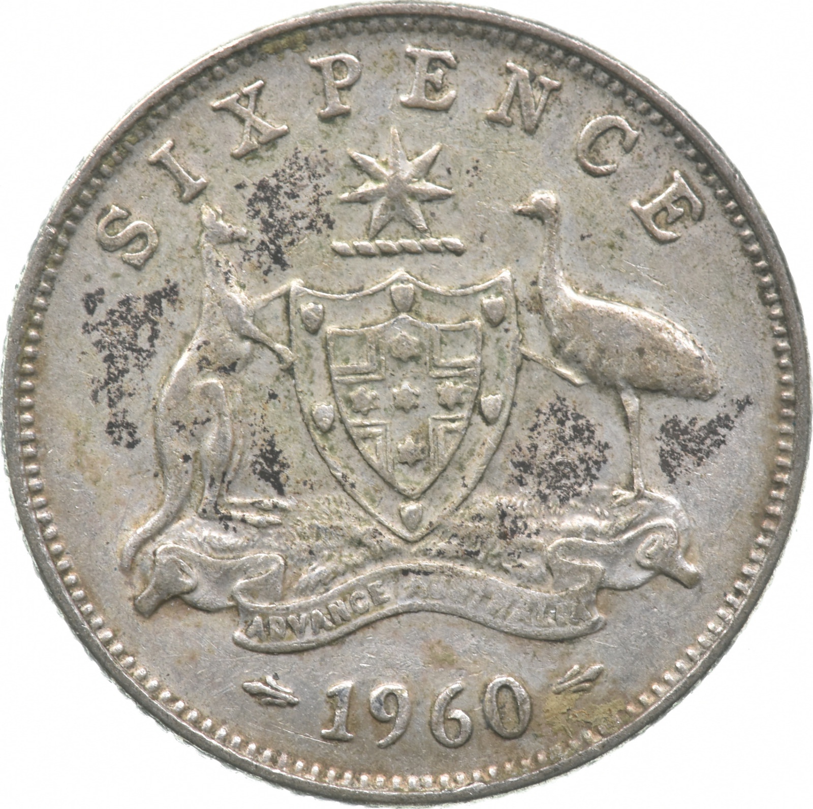 SILVER - Roughly the Size of a Dime - 1960 Australia 6 Pence - World ...