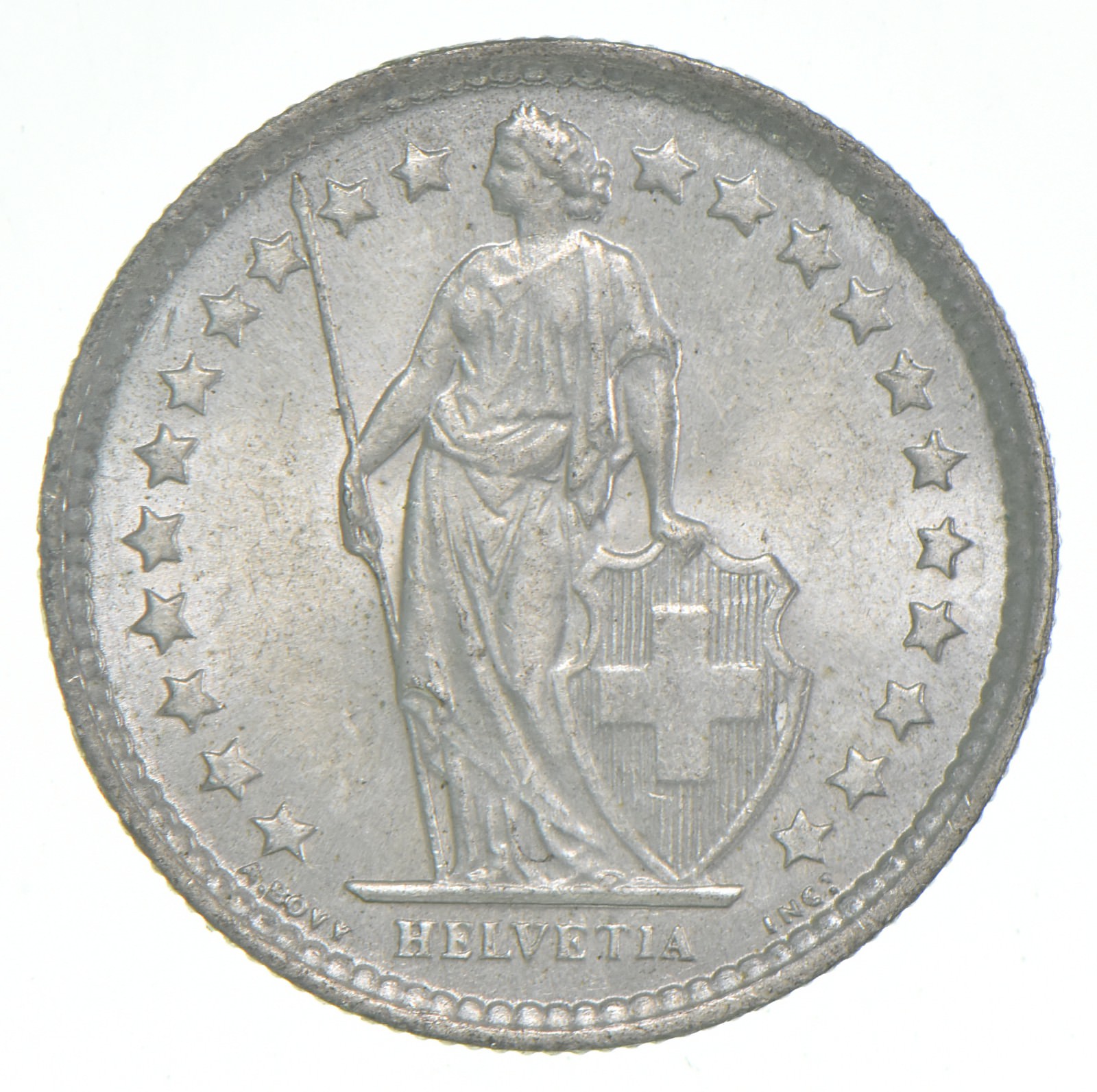 SILVER - Roughly the Size of a Dime - 1963 Switzerland 1/2 Franc - World Silver Coin | Property Room