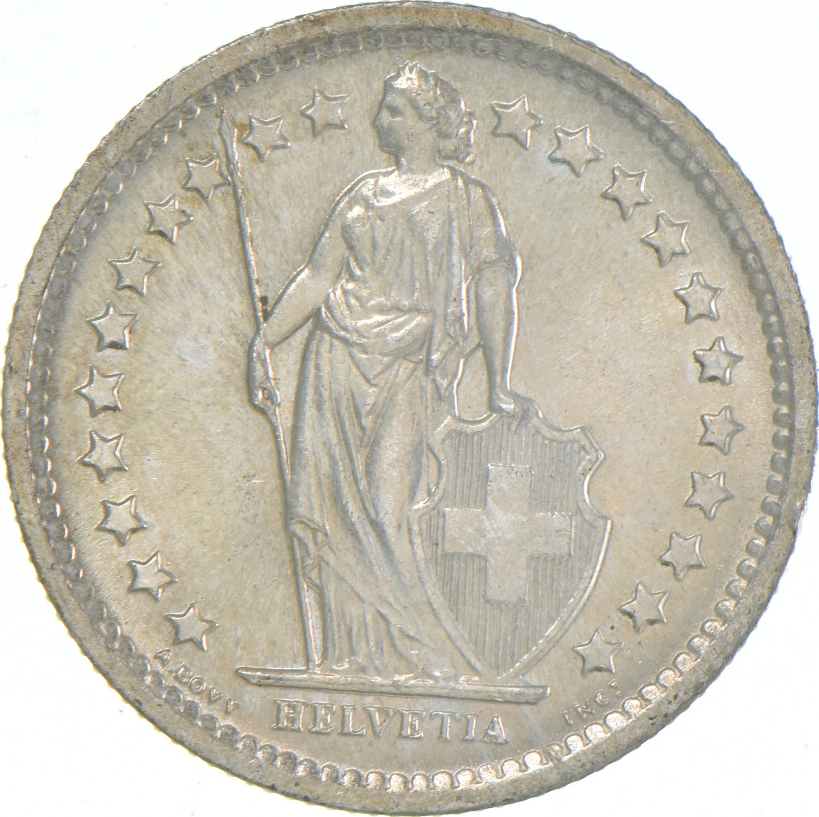 SILVER - Roughly the Size of a Dime - 1966 Switzerland 1/2 Franc ...