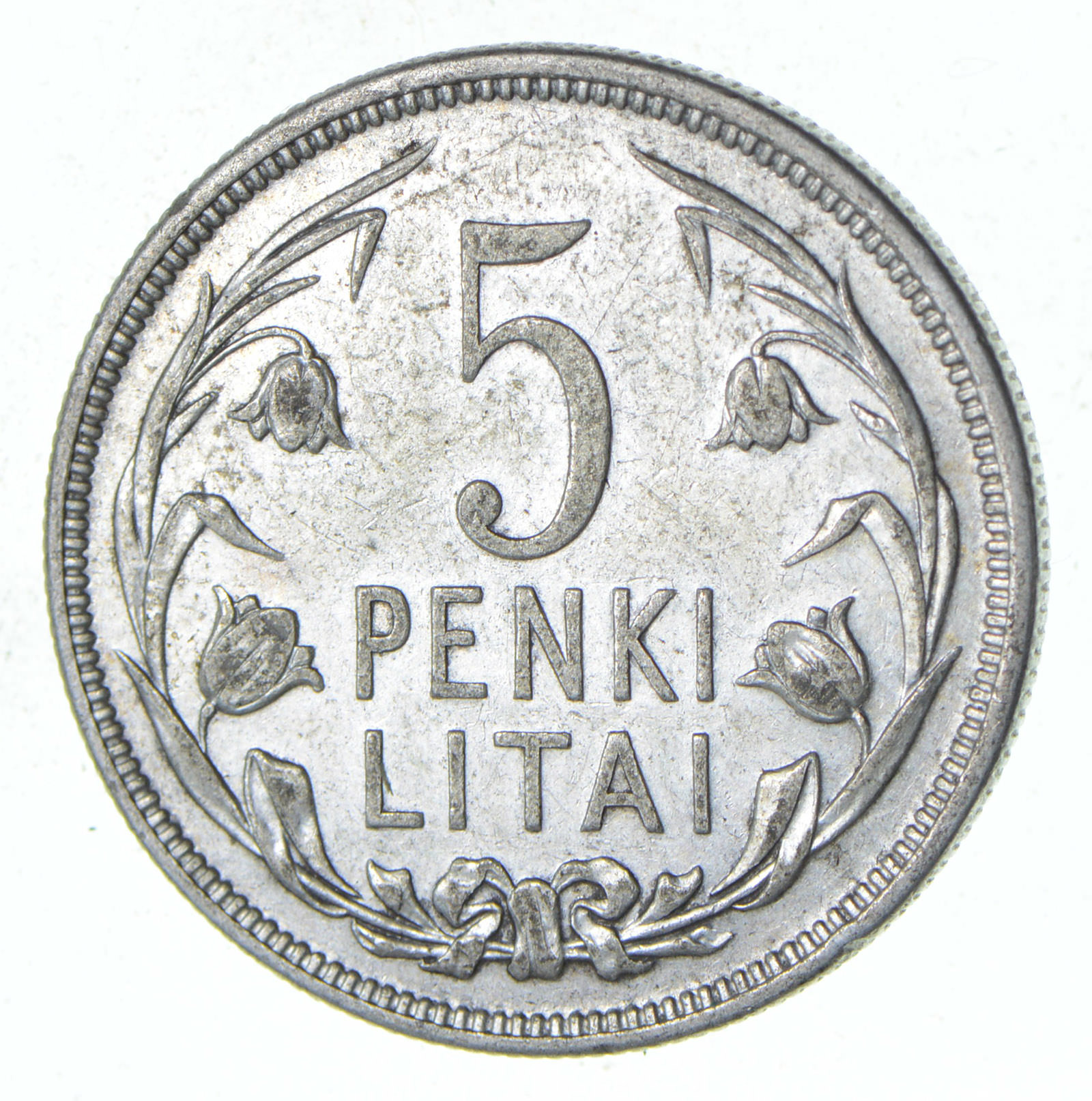 SILVER - Roughly the Size of a Half Dollar - 1925 Lithuania 5 Penki ...