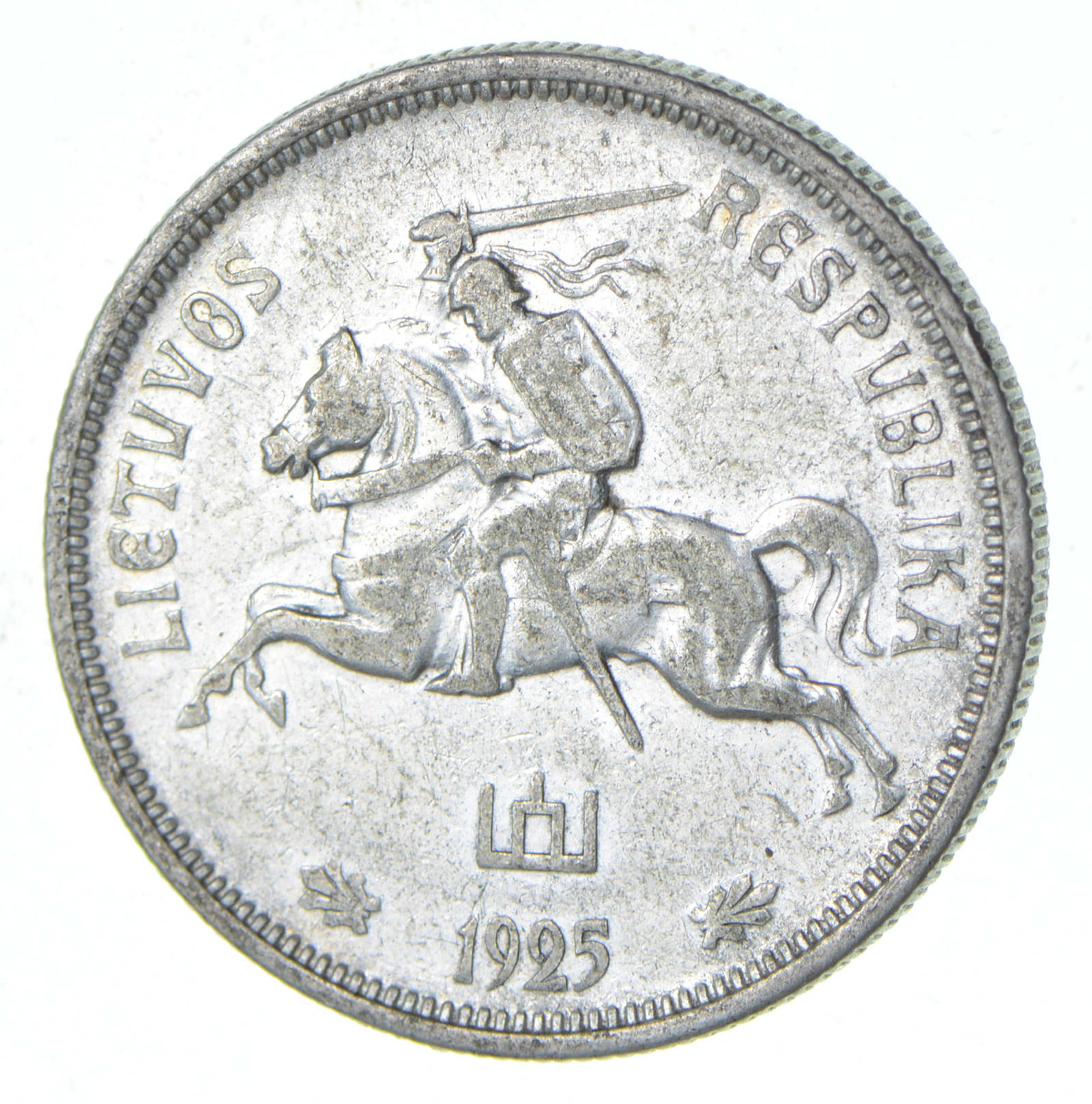 SILVER - Roughly the Size of a Half Dollar - 1925 Lithuania 5 Penki ...