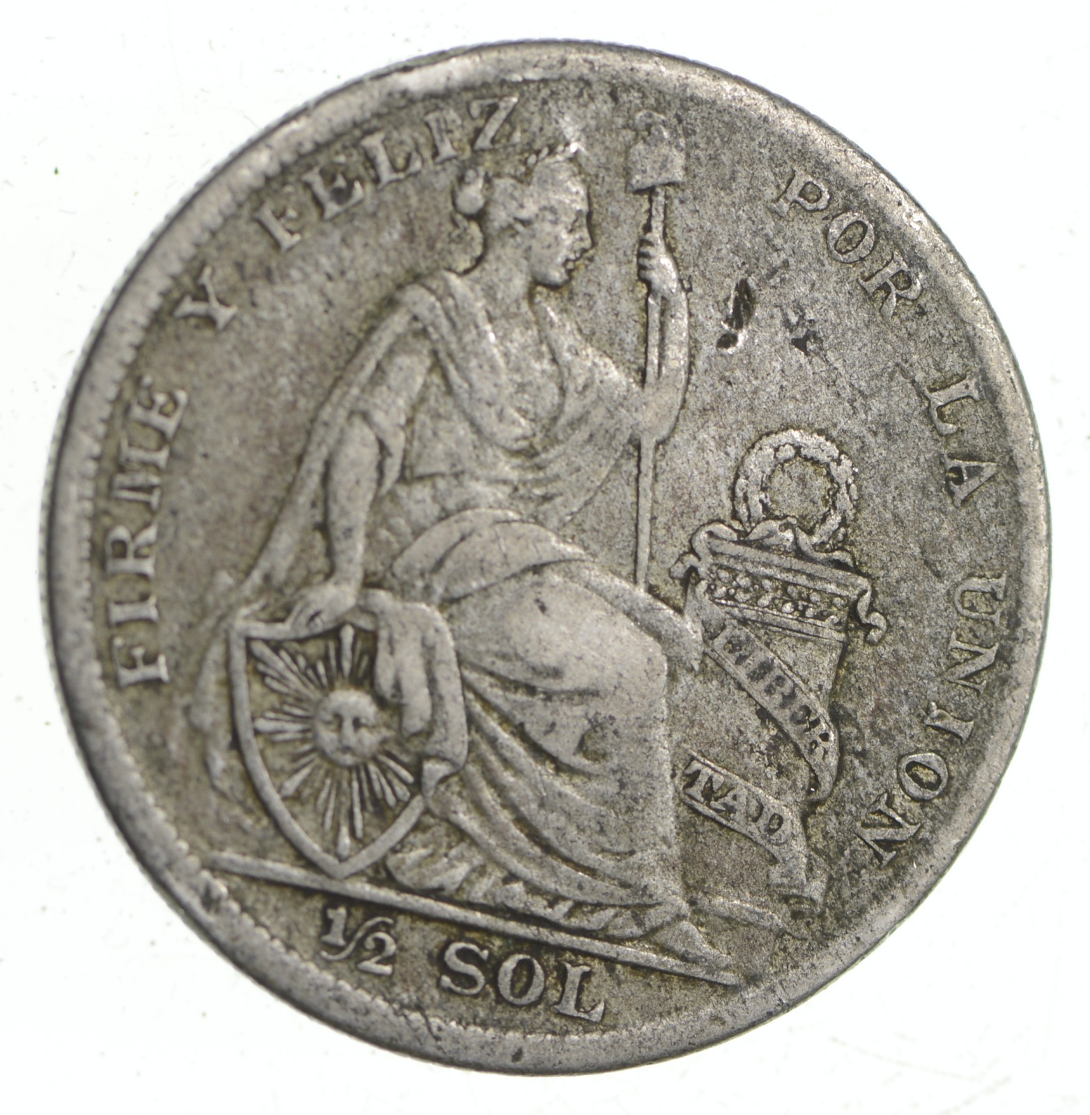 SILVER - Roughly the Size of a Half Dollar - 1927 Peru 1/2 Sol - World ...