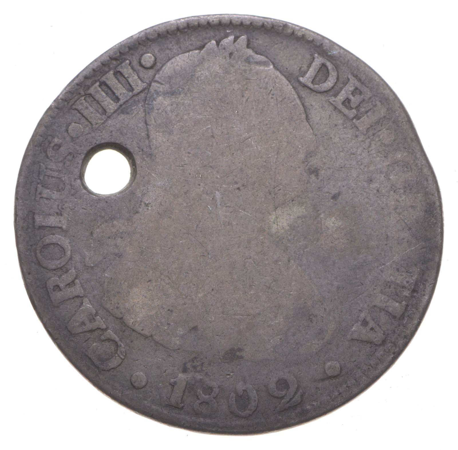 SILVER - Roughly the Size of a Quarter - 1802 Colonial Mexico 2 Reales ...