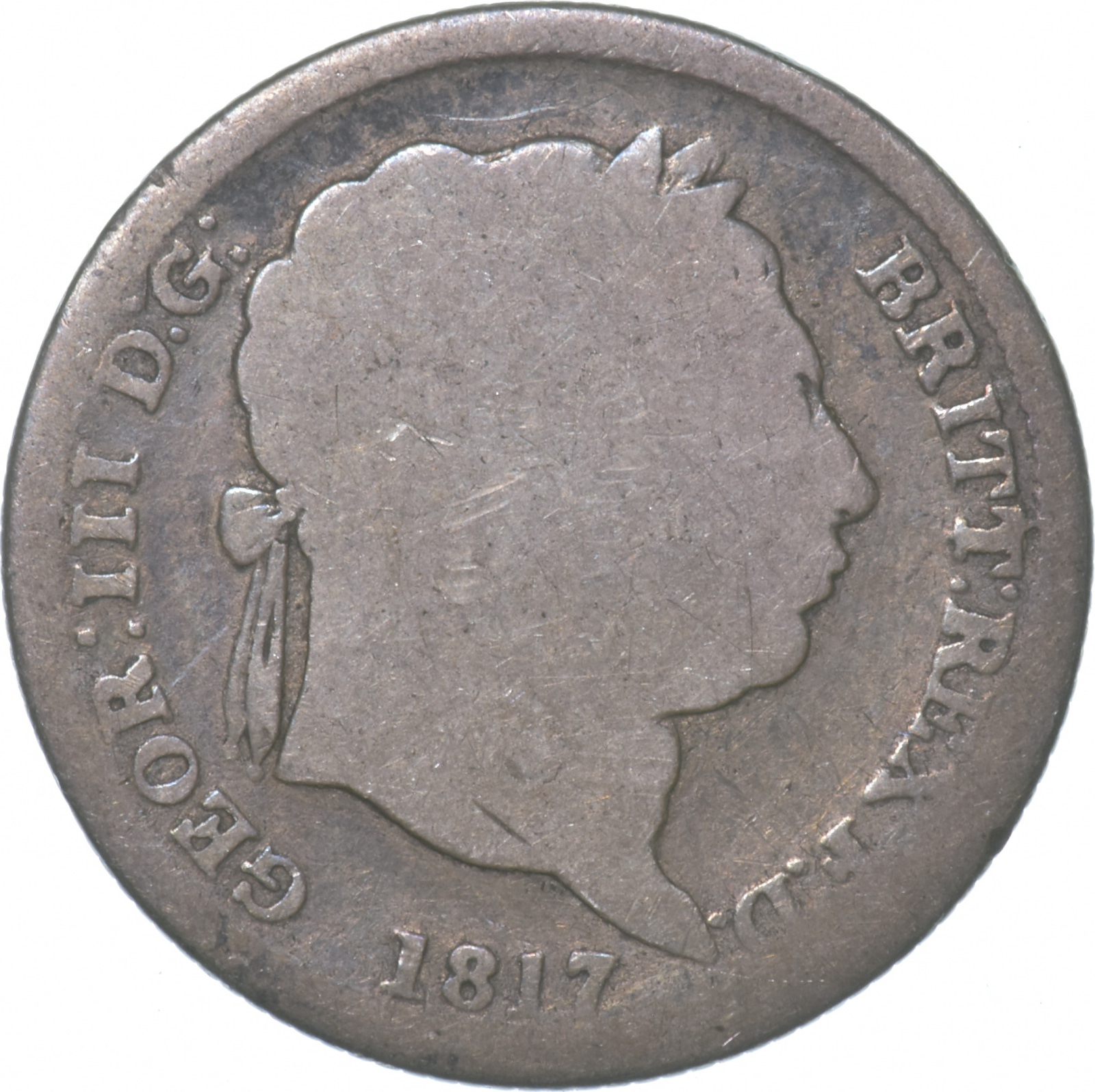 SILVER - Roughly the Size of a Quarter - 1817 Great Britain 1 Shilling ...