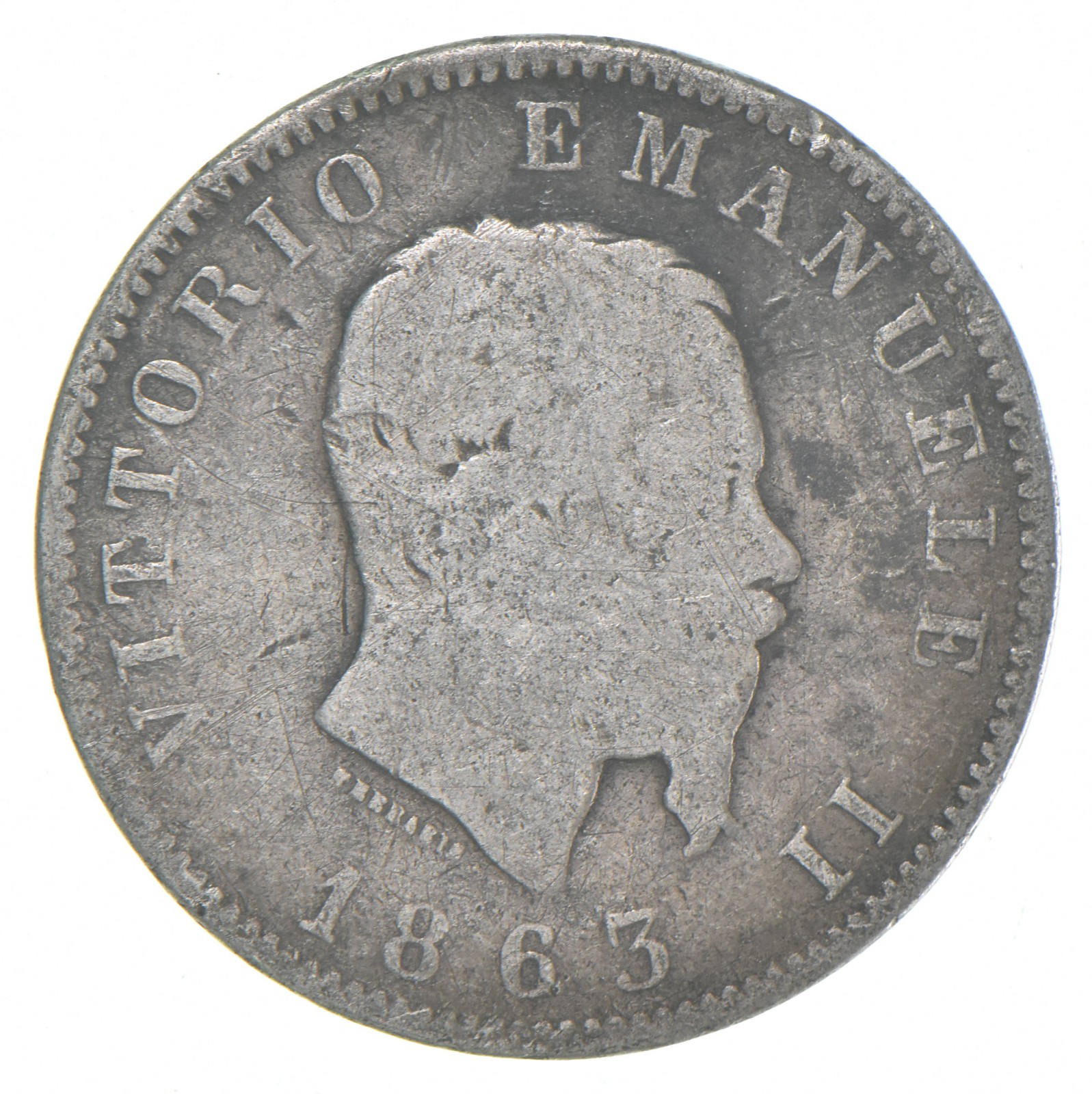 SILVER - Roughly the Size of a Quarter - 1863 Italy 1 Lira - World ...