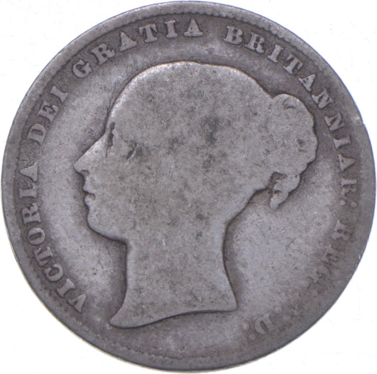 SILVER - Roughly the Size of a Quarter - 1866 Great Britain 1 Shilling ...